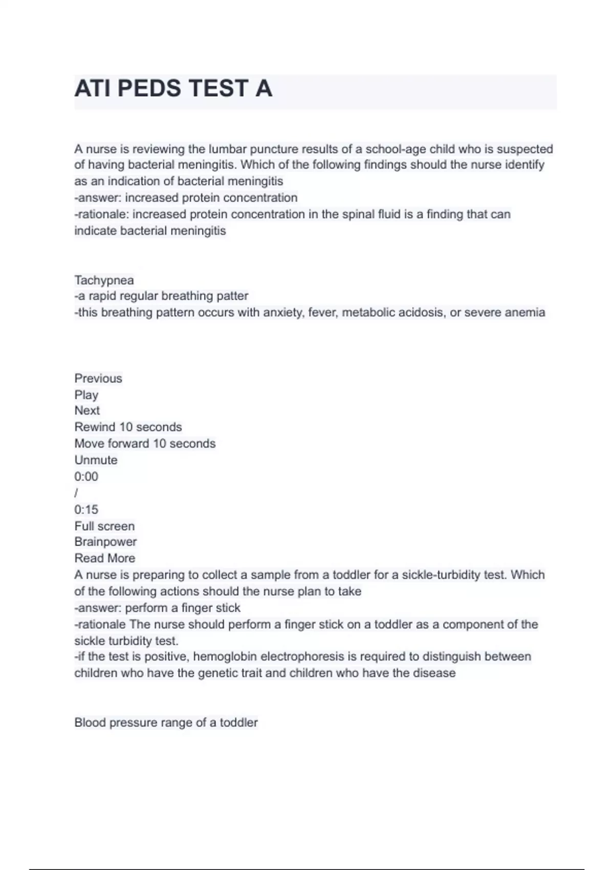 ATI PEDS TEST A EXAM 2024/2025 QUESTIONS WITH COMPLETED & VERIFIED ...