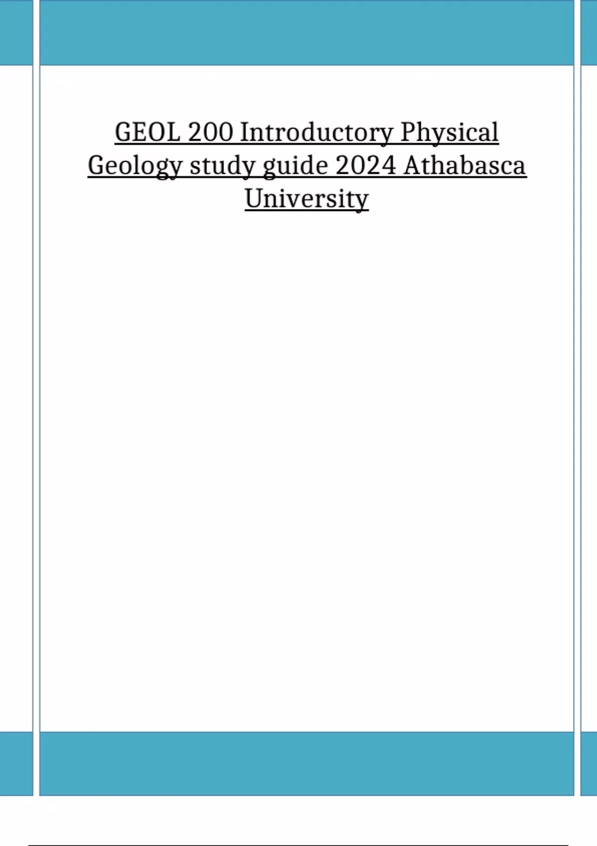 GEOL 200 Introductory Physical Geology study guide 2024 Athabasca ...