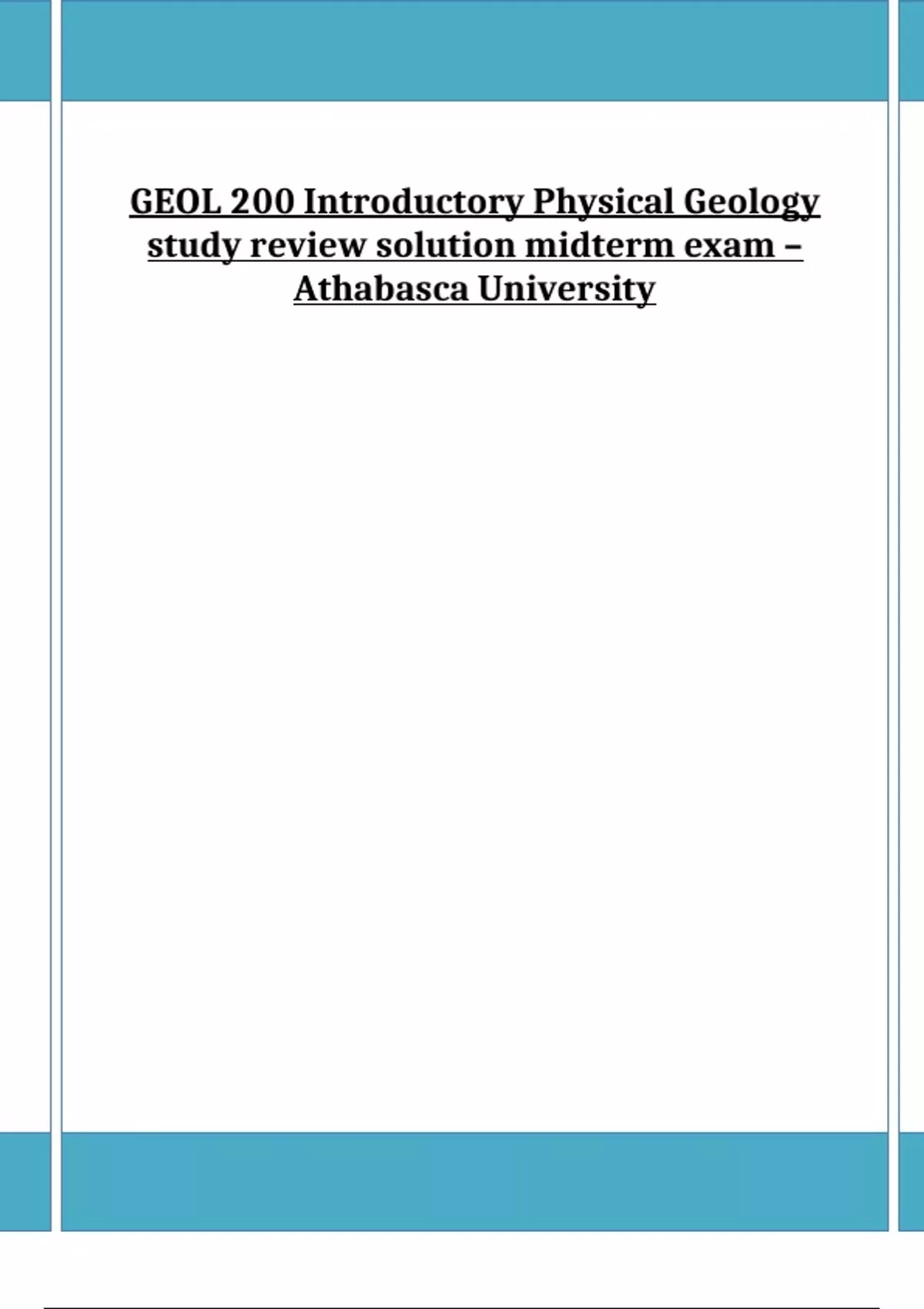 GEOL 200 Introductory Physical Geology study review solution midterm ...