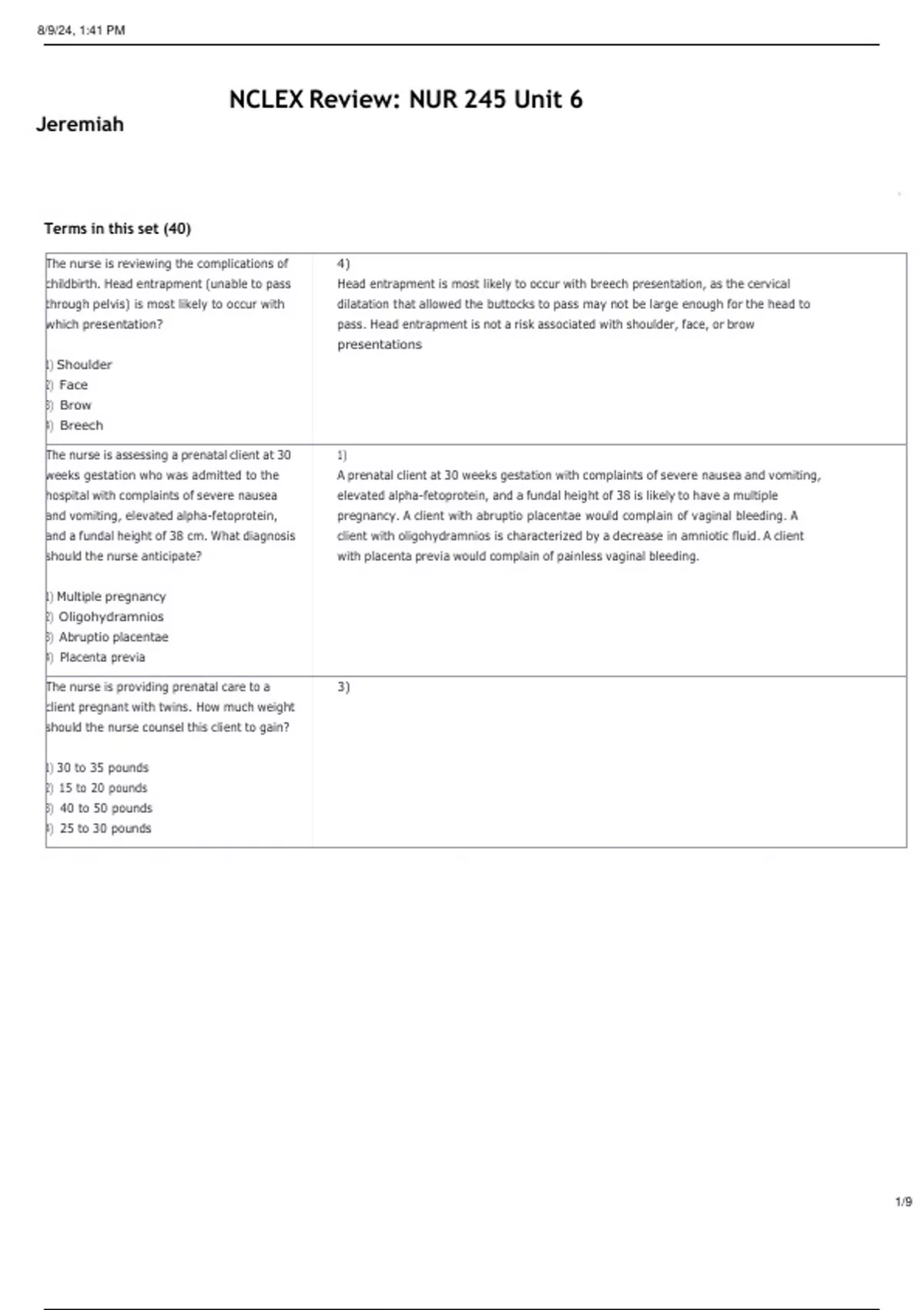 NCLEX Review: NUR 245 Unit 6 Terms in this set (40) The nurse is ...