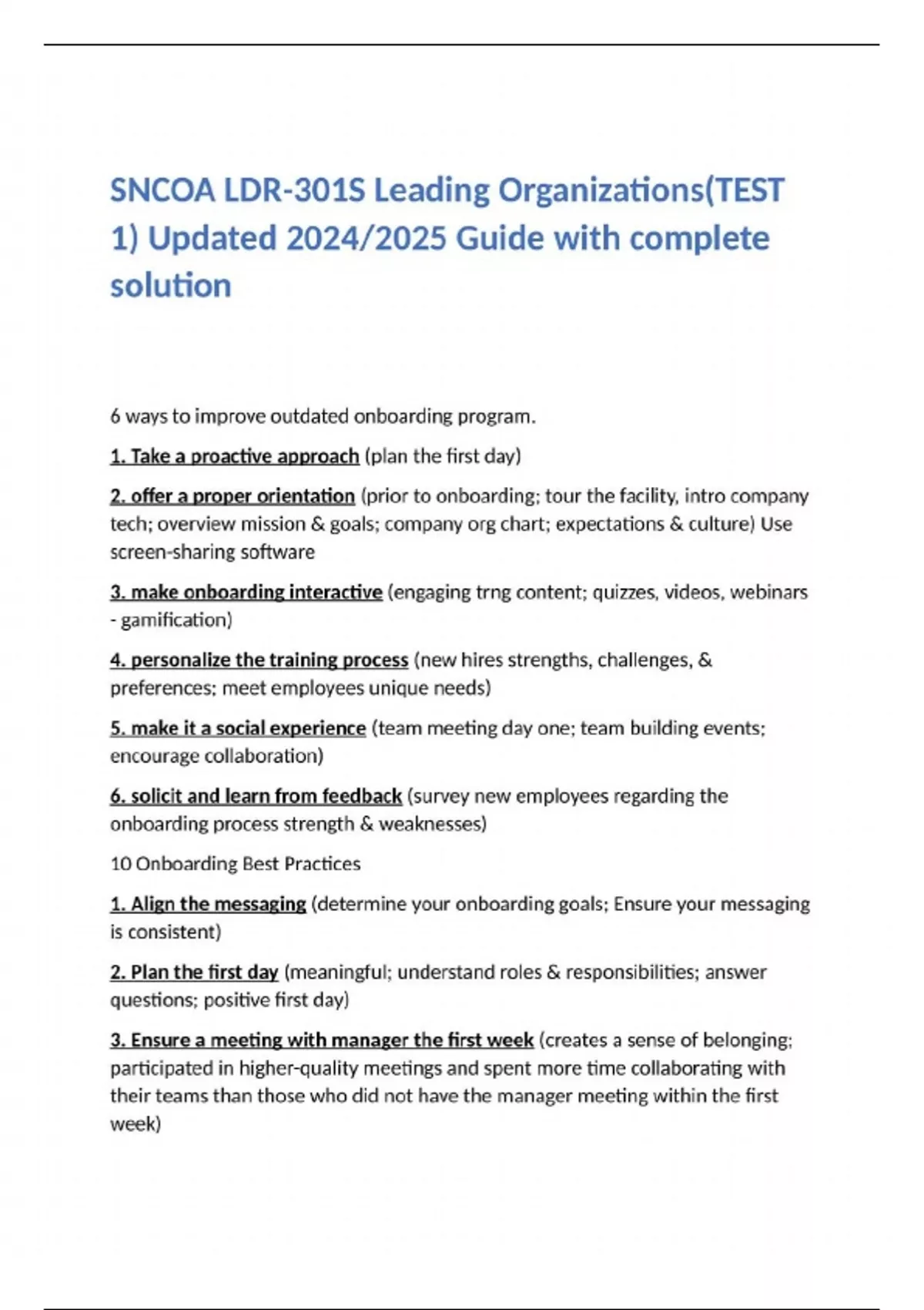 SNCOA LDR-301S Leading Organizations(TEST 1) Updated 2024/2025 Guide ...