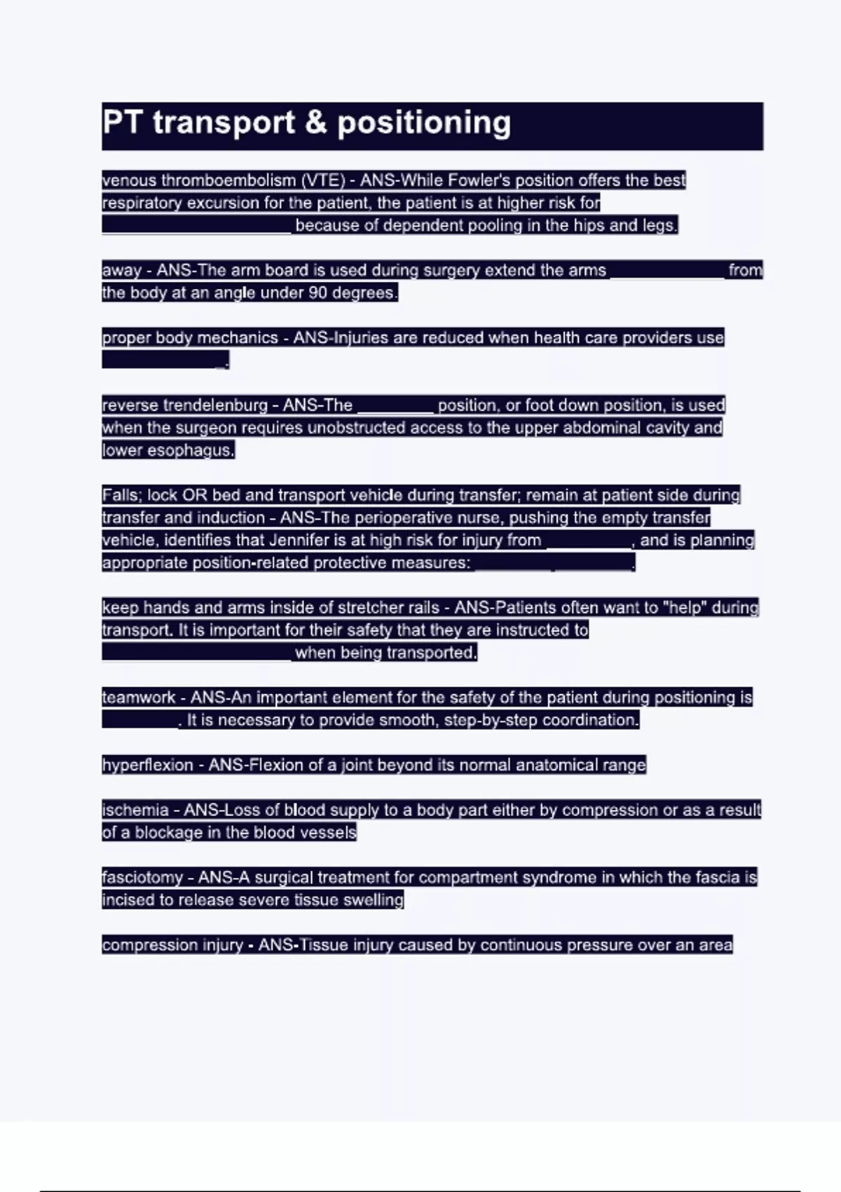 PT transport & positioning. Questions & 100% Verified Correct Answers ...