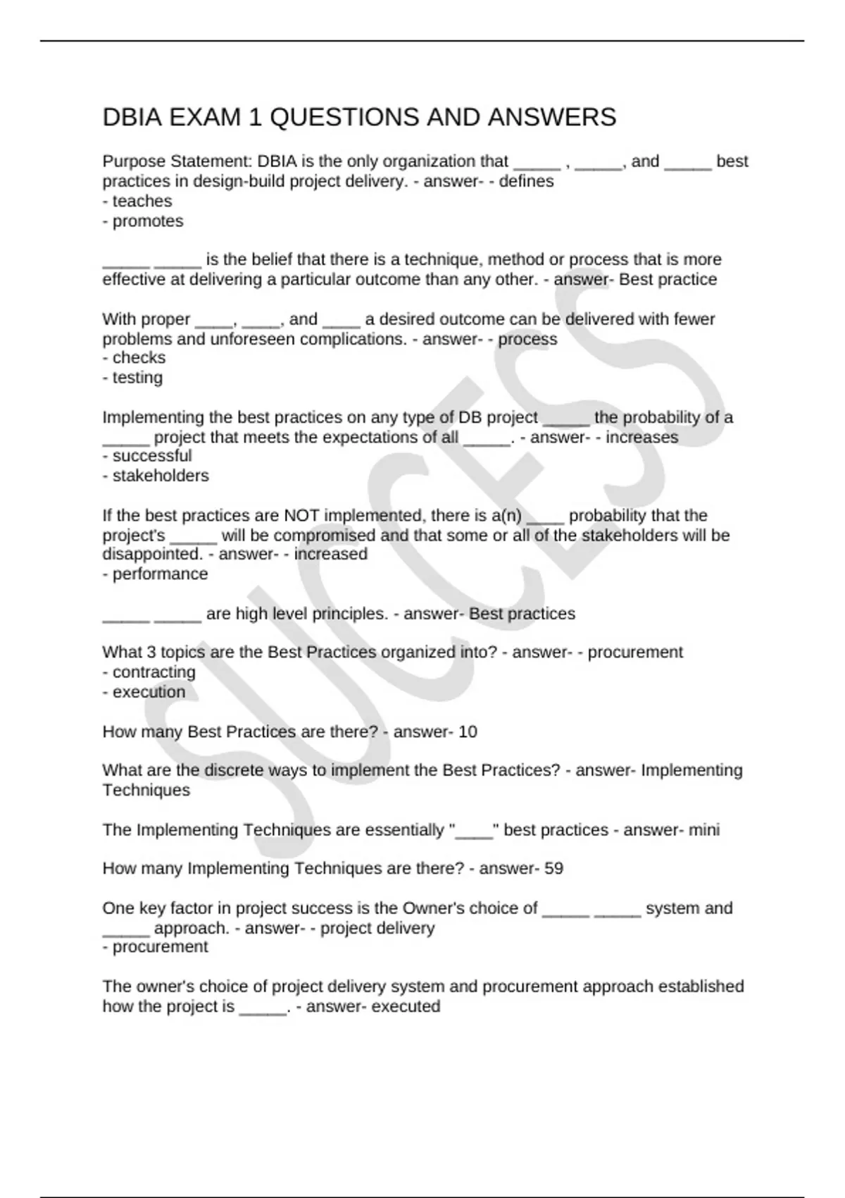 DBIA EXAM 1 QUESTIONS AND ANSWERS - DBIA - Stuvia US