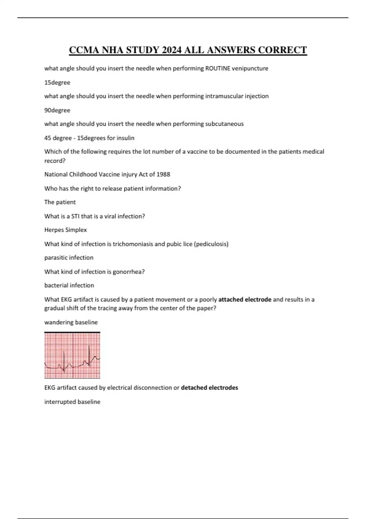 CCMA NHA STUDY 2024 ALL ANSWERS CORRECT - CCMA NHA STUDY 2024 - Stuvia US