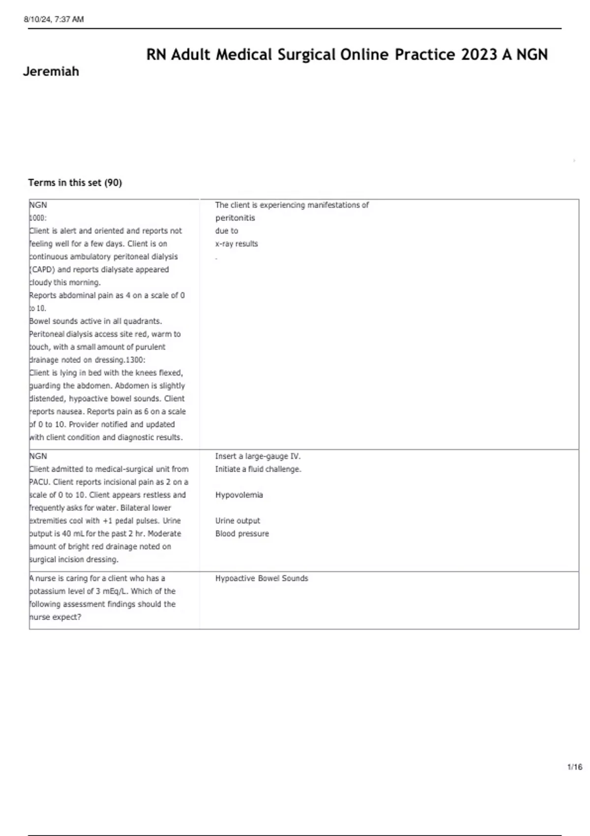 RN Adult Medical Surgical Online Practice 2023 A NGN (DETAILED ANSWERS ...