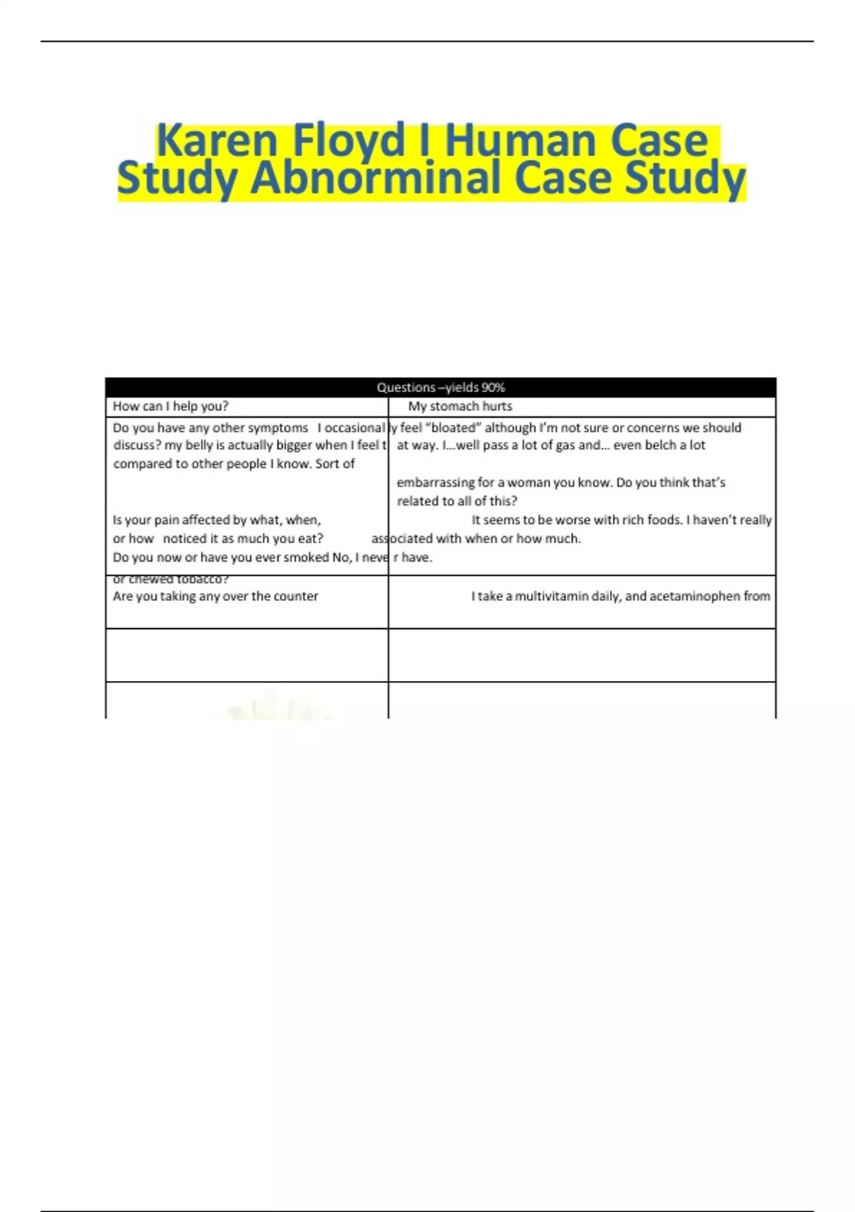 Karen Floyd I Human Case Study Abnorminal Case Study - Karen Floyd I Human Case Study Abnorminal ...