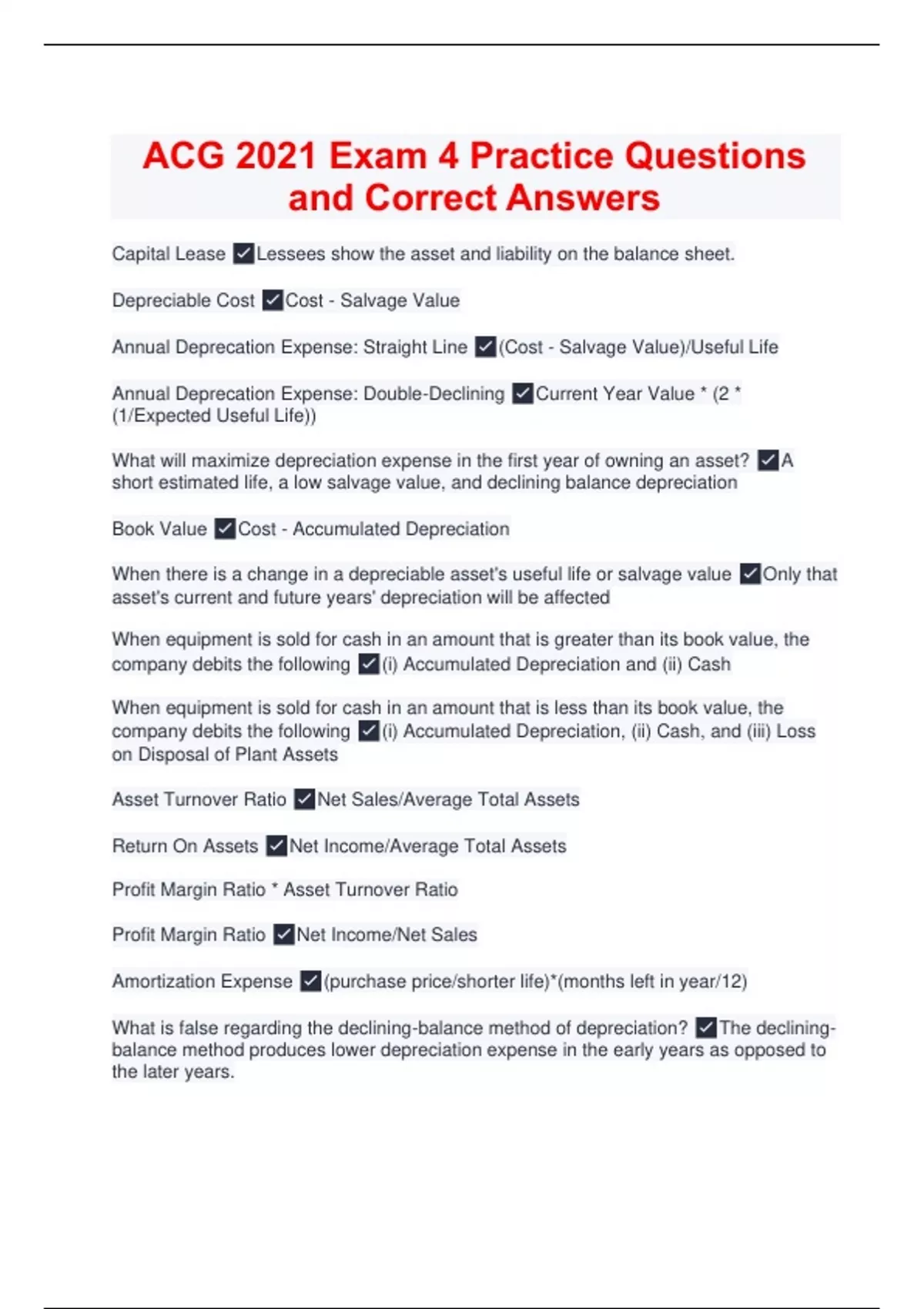 ACG 2021 Exam 4 Practice Questions and Correct Answers - ACG 2021 - Stuvia US