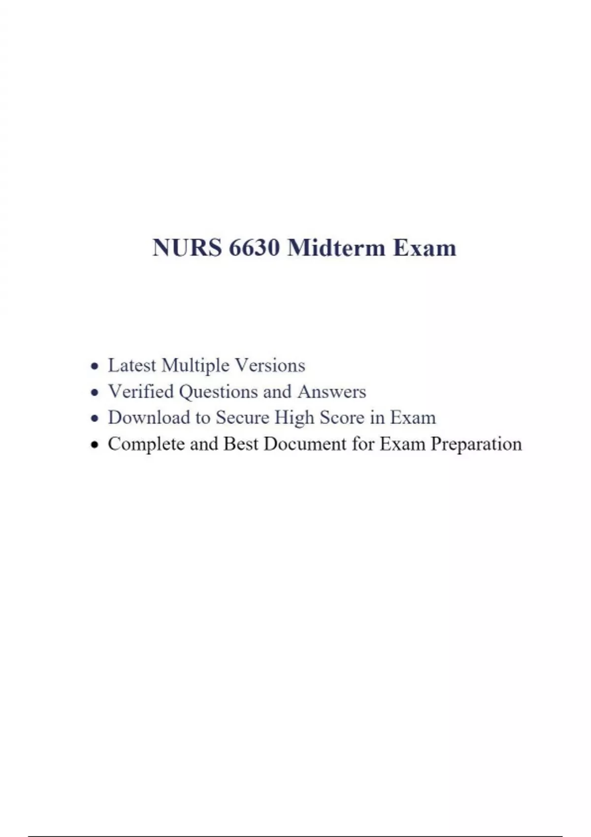 Walden University NURS 6630 Midterm Exam 2024 | Verified Questions & Answers | Multiple Versions ...