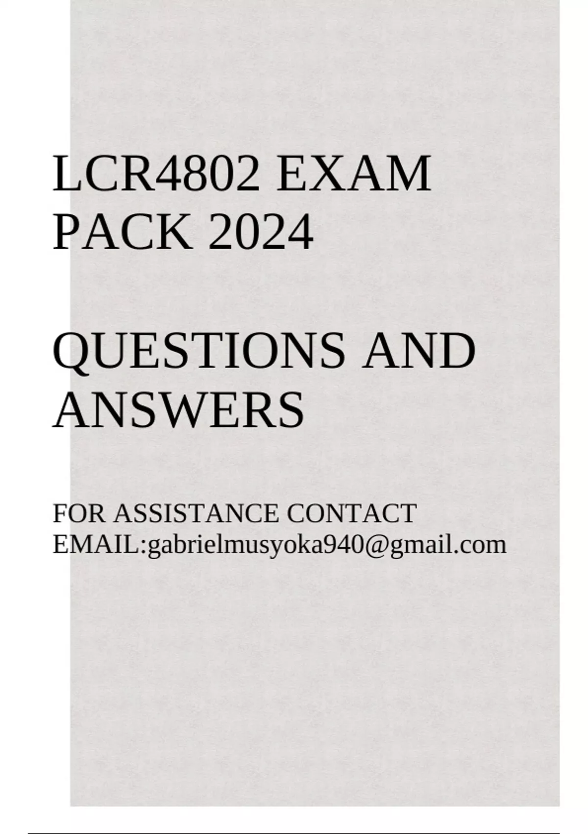 LCR4802 Exam pack 2024(Questions and answers) - LCR4802 - Stuvia SA