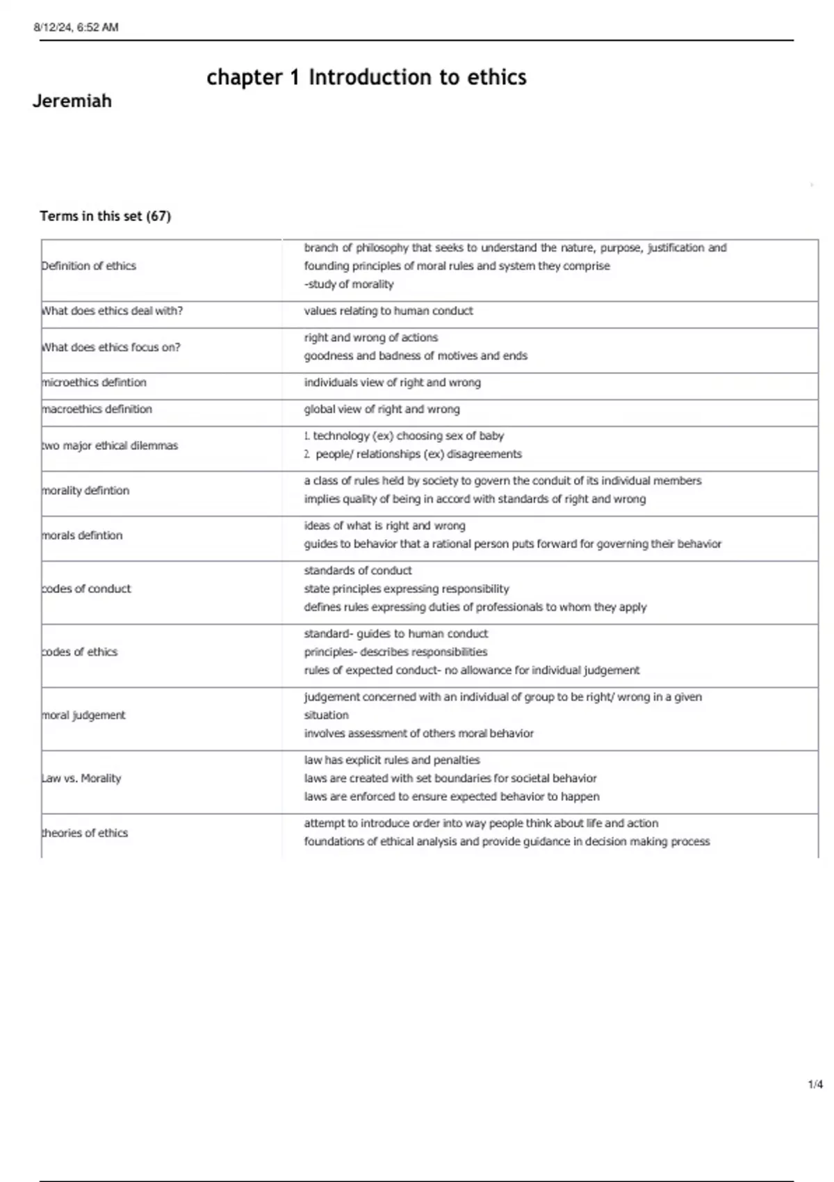 chapter 1 Introduction to ethics Flashcards _ (DETAILED ANSWERS ...