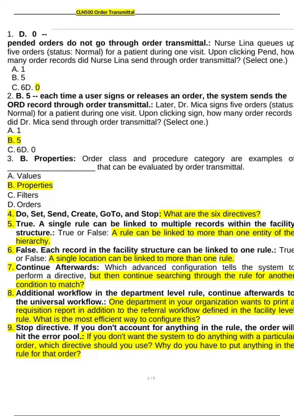 Cln500 order transmittal exam questions with answers - CLN500 - Stuvia US
