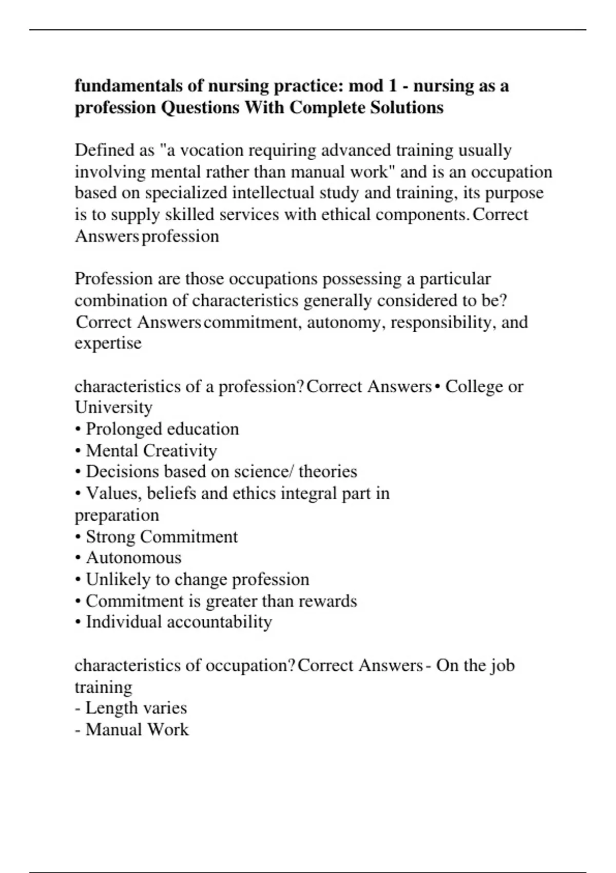 fundamentals of nursing practice: mod 1 - nursing as a profession ...