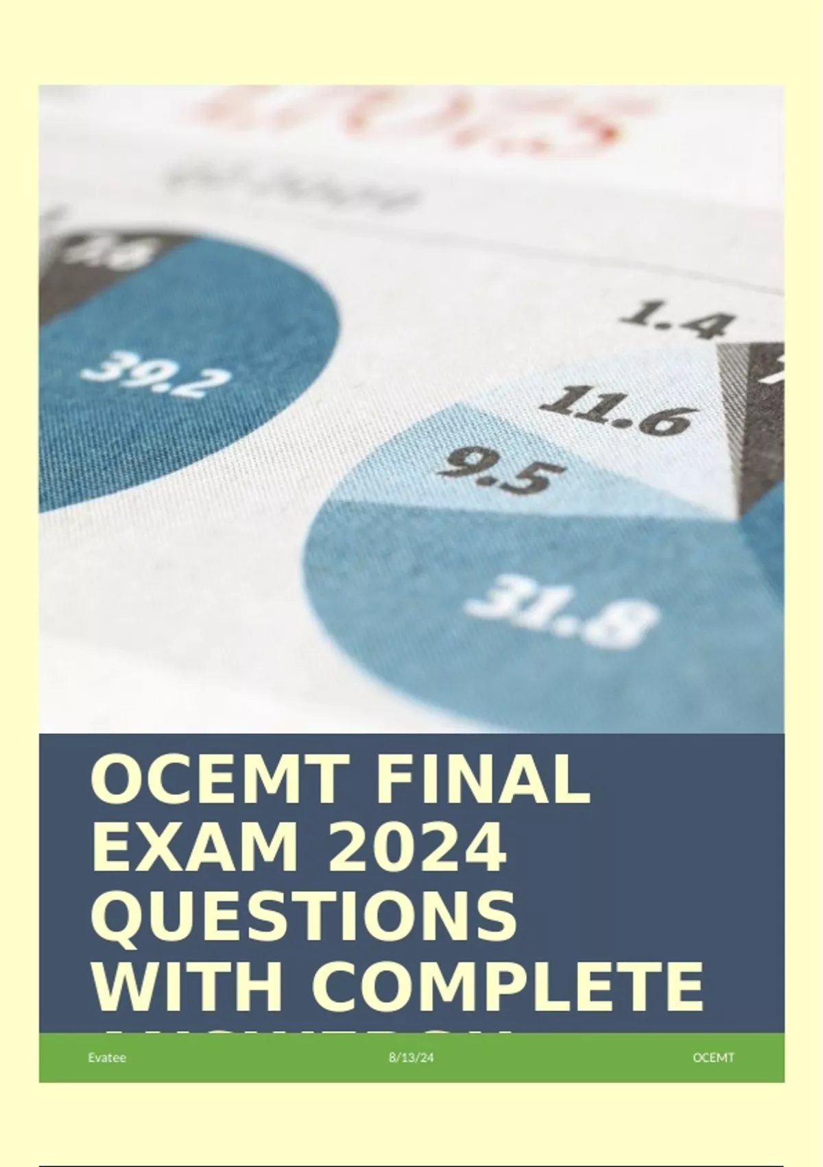 OCEMT FINAL EXAM 2024 QUESTIONS WITH COMPLETE ANSWERS!! - OCEMT - Stuvia US