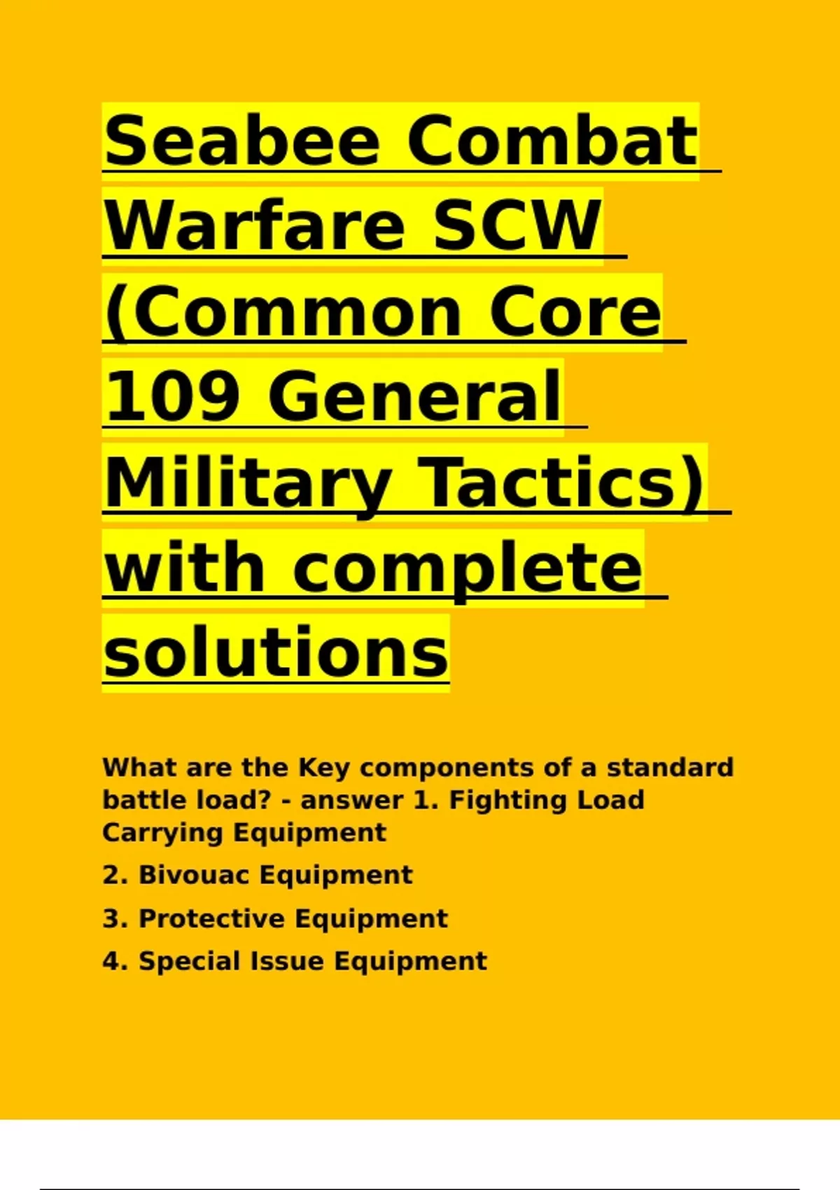 Seabee Combat Warfare SCW (Common Core 109 General Military Tactics ...