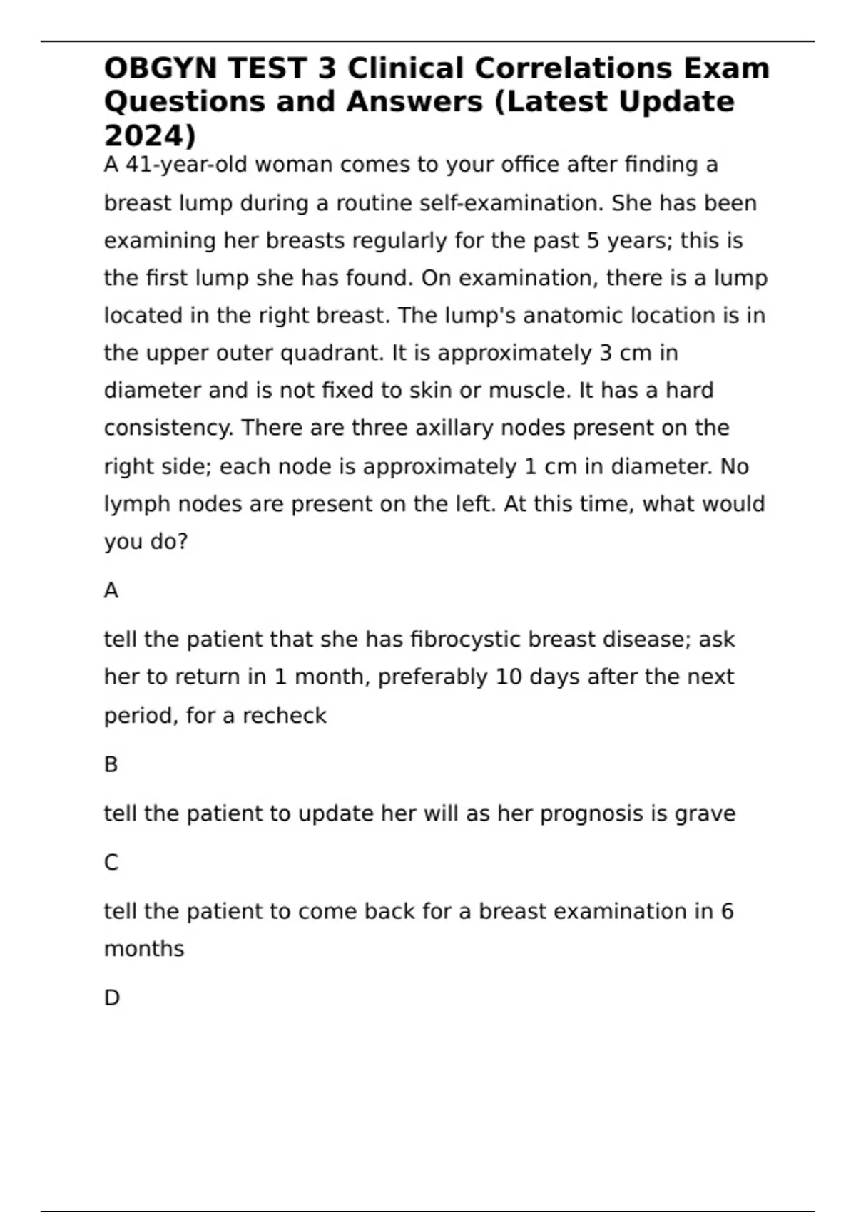 OBGYN TEST 3 Clinical Correlations Exam Questions and Answers (Latest ...