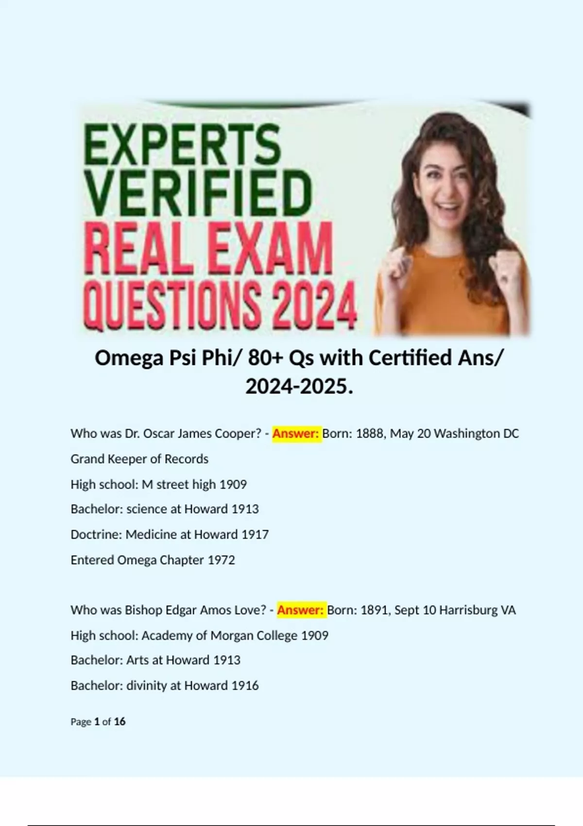 Omega Psi Phi/ 80+ Qs with Certified Ans/ . - Omega Psi Phi Fraternity - Stuvia US