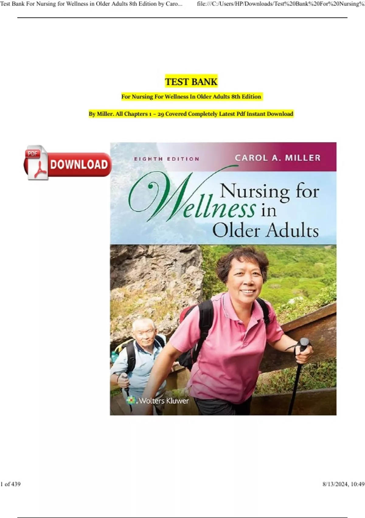 TEST BANK for Nursing for Wellness in Older Adults 8th Edition By ...