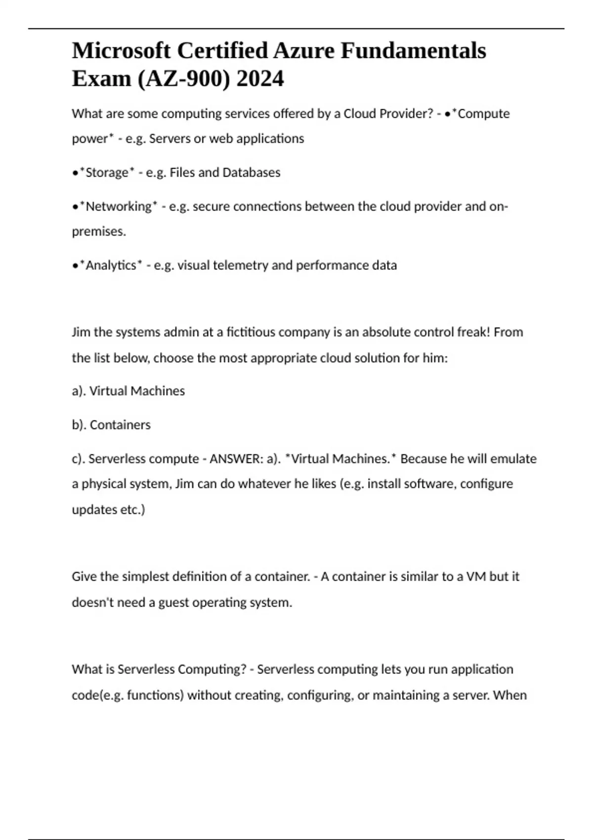 Microsoft Certified Azure Fundamentals Exam (AZ-900) 2024 - Microsoft ...