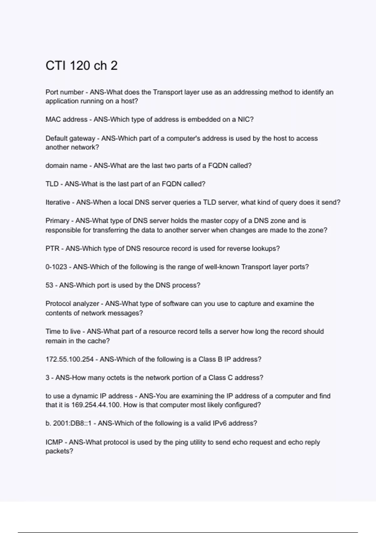 CTI 120 ch 2 (1). Questions & 100% Verified Correct Answers with ...