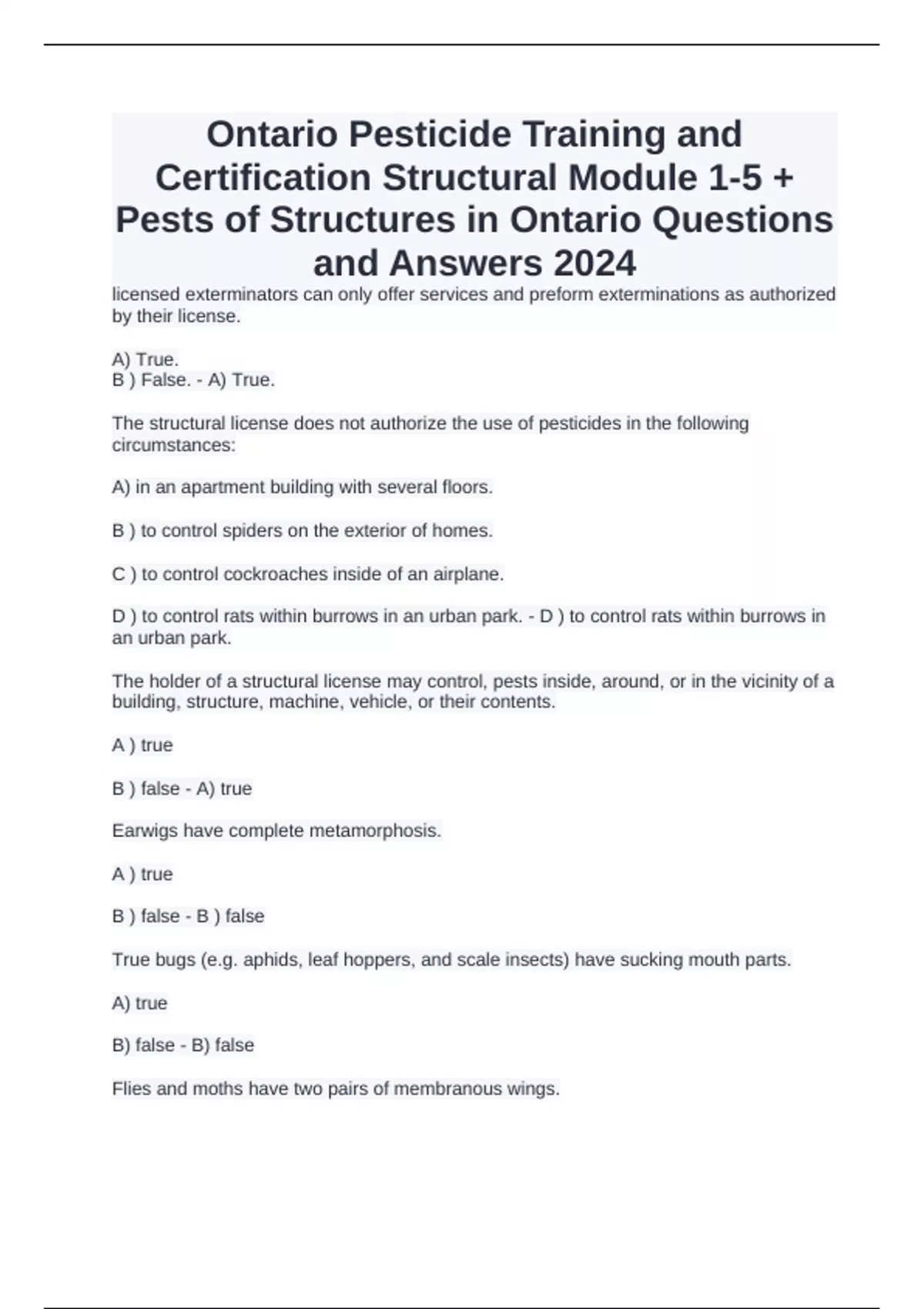 Ontario Pesticide Training and Certification Structural Module 1-5 ...