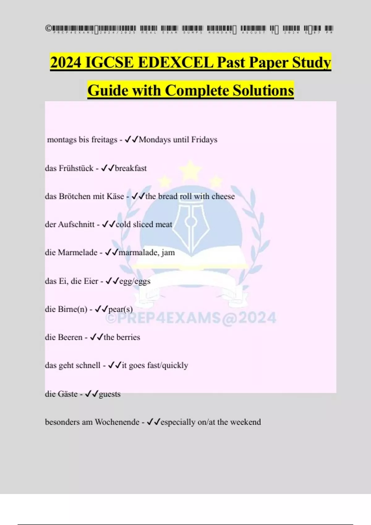 2024 IGCSE EDEXCEL Past Paper Study Guide with Complete Solutions ...