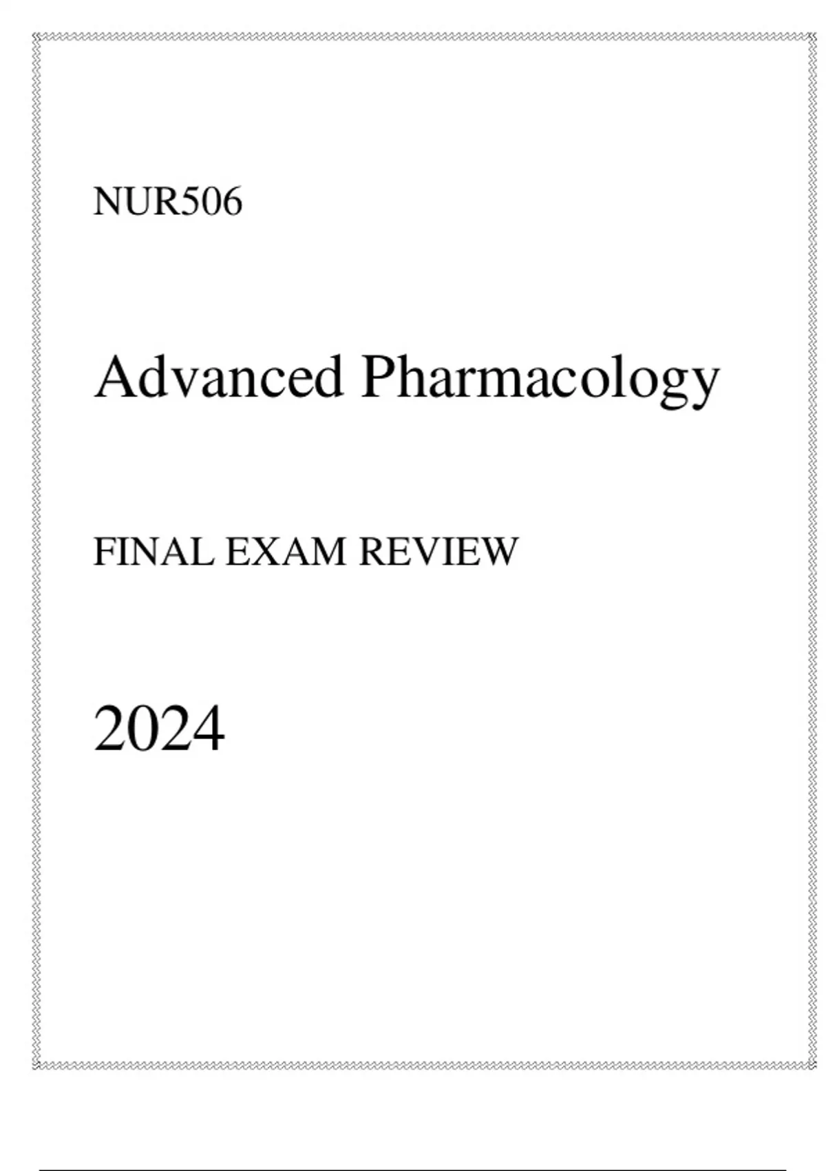Excelsior - NUR506 Advanced Pharmacology - Final Exam Review 2024 ...