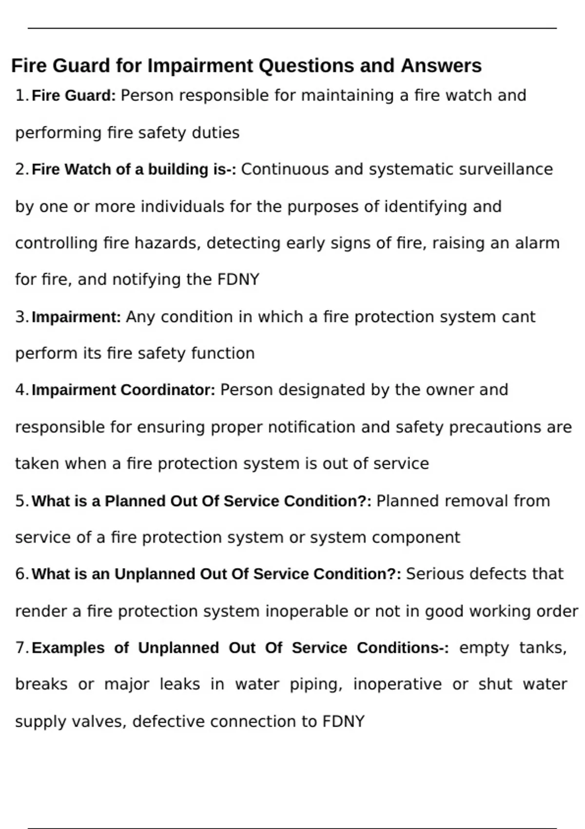 Fire Guard for Impairment Questions and Answers - Fire Guarnswers ...
