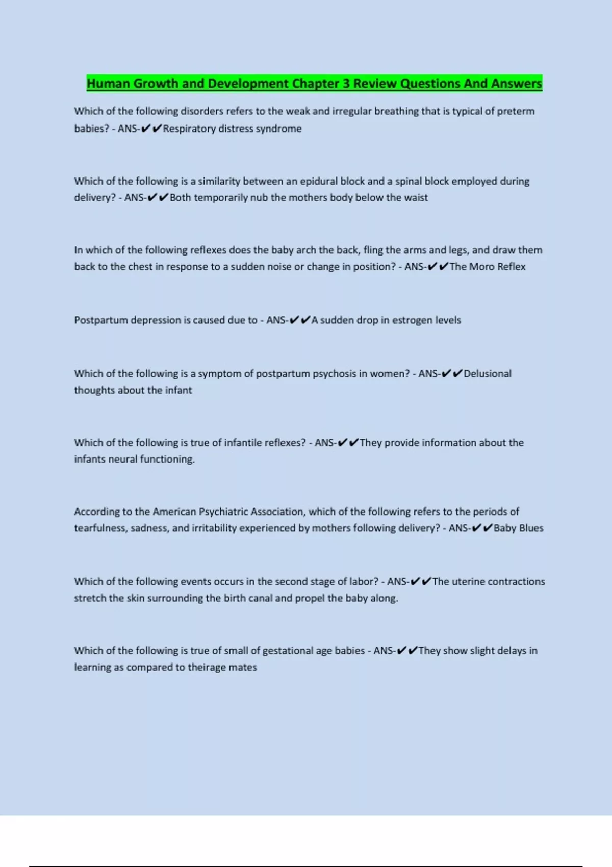 Human Growth and Development Chapter 3 Review Questions And Answers - Human Growth and ...