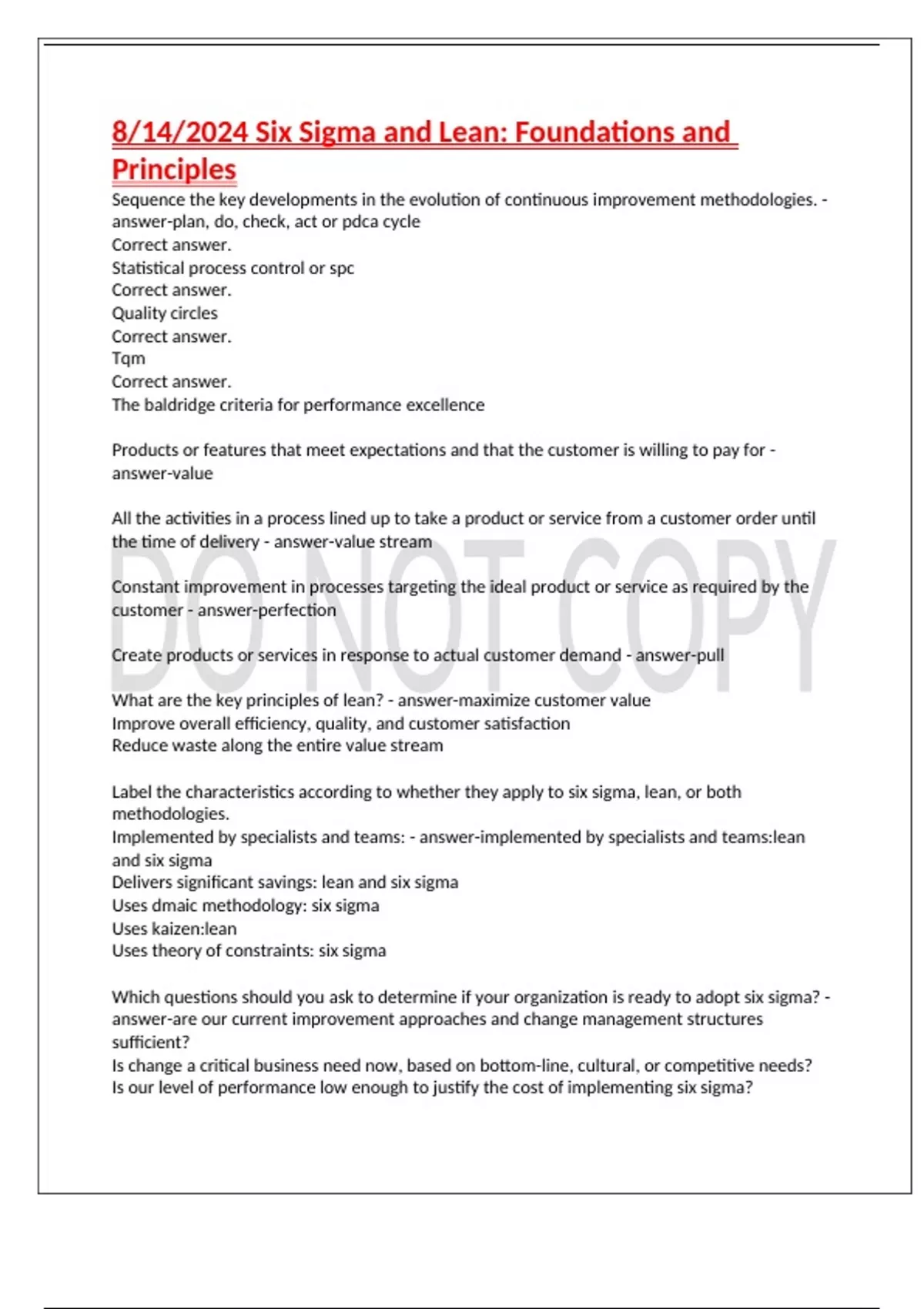 Six Sigma and Lean: Foundations and Principles - Six Sigma and Lean: Foundations and Principles ...