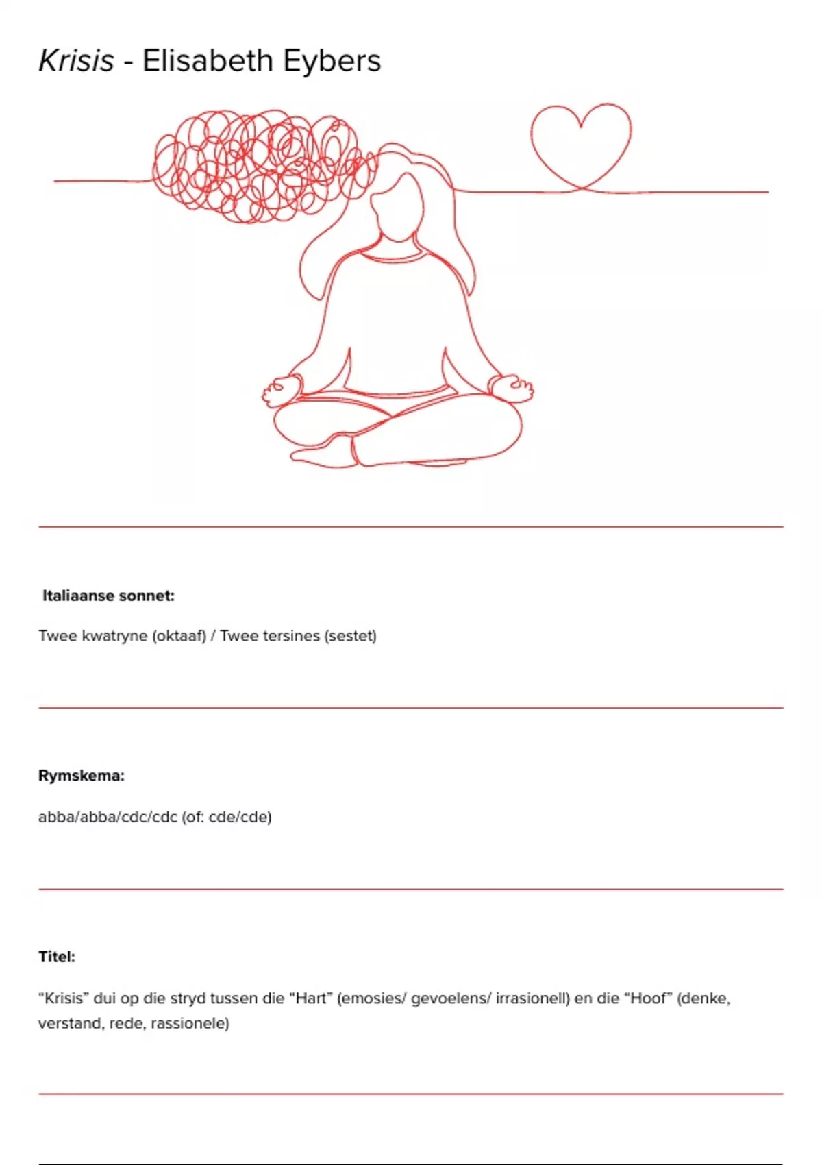 Summary Krisis - Elziabeth Eybers - Afrikaans FAL Poetry - Stuvia SA