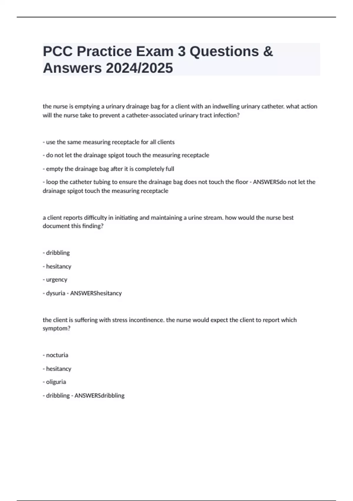 PCC Practice Exam 3 Questions & Answers 2024/2025 - PCC Practice ...