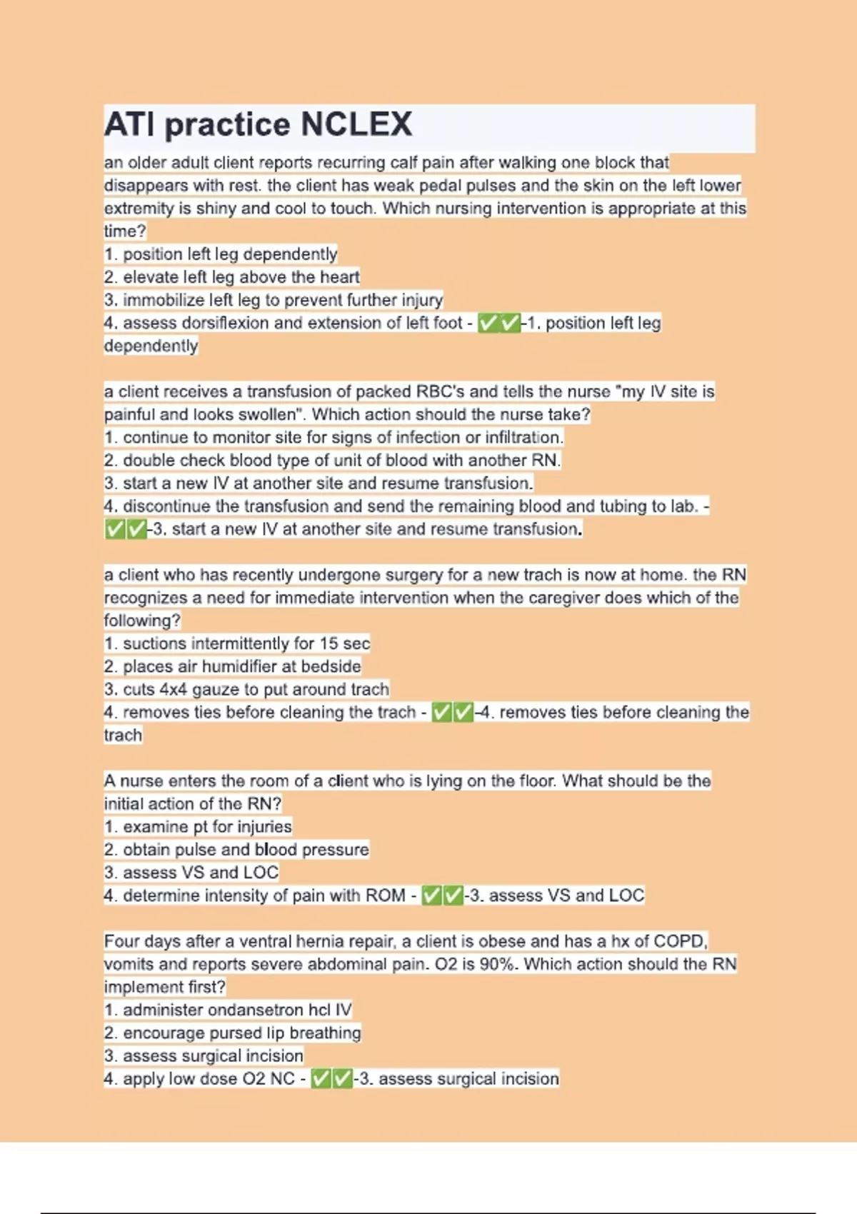 ATI practice NCLEX Questions & 100% Verified Correct Answers with ...