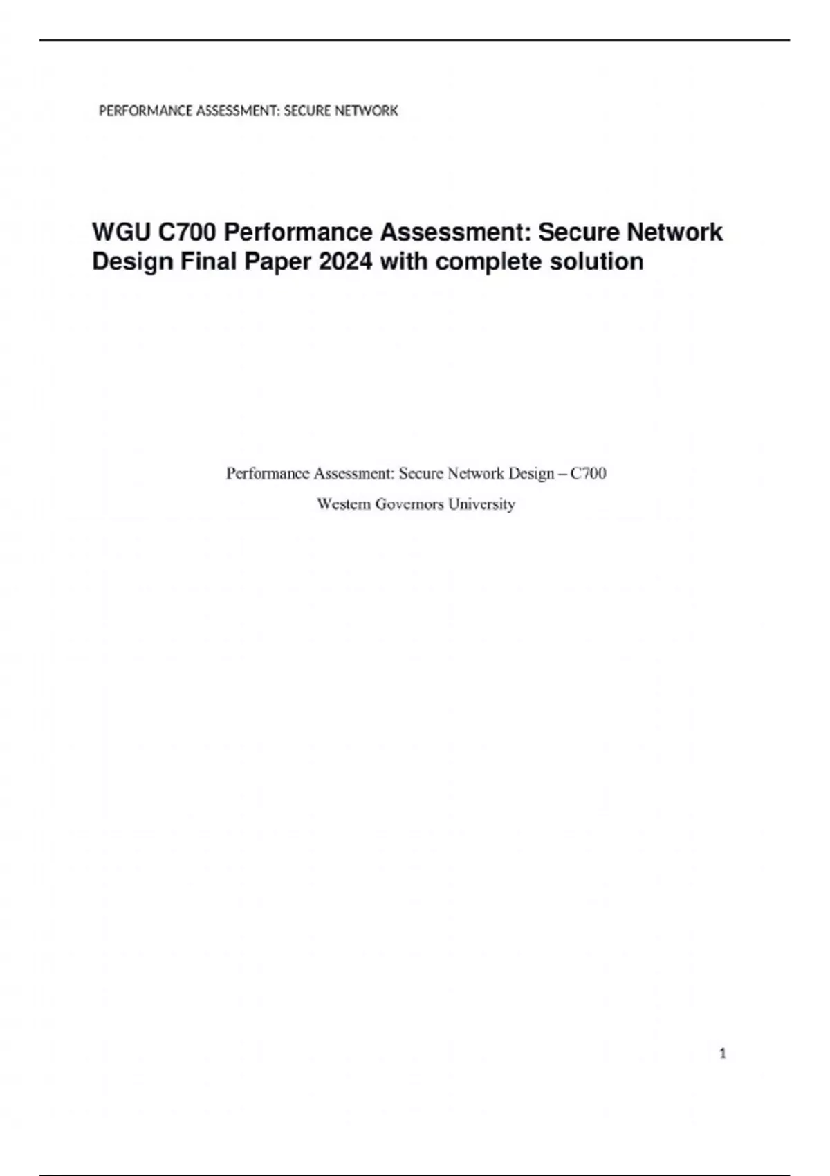 WGU C700 Performance Assessment: Secure Network Design Final Paper 2024 ...