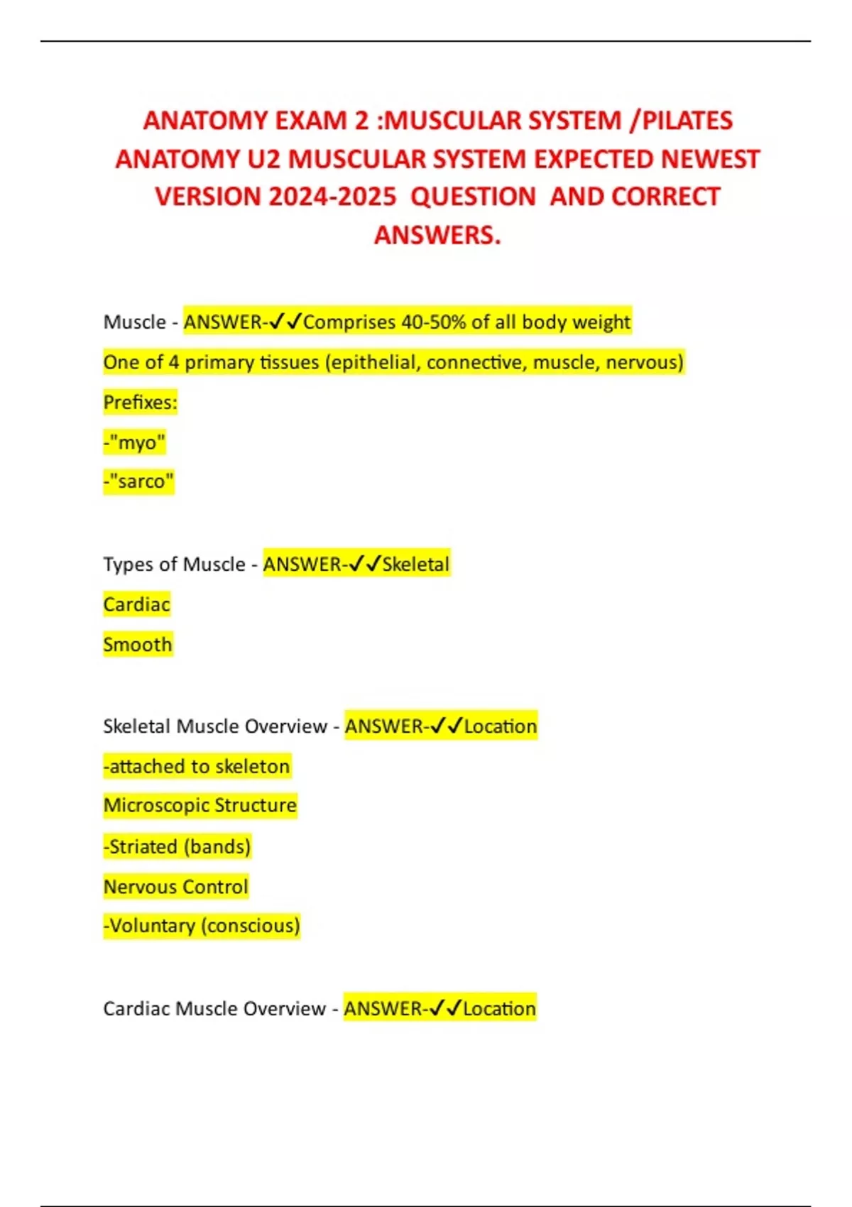 ANATOMY EXAM 2 :MUSCULAR SYSTEM /PILATES ANATOMY U2 MUSCULAR SYSTEM ...