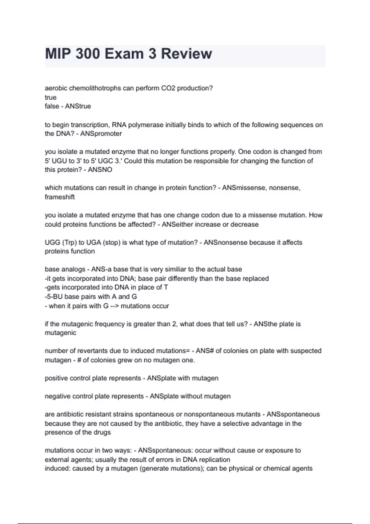 MIP 300 Exam 3 Review Questions and Correct Answers REVISED AND UPDATED ...