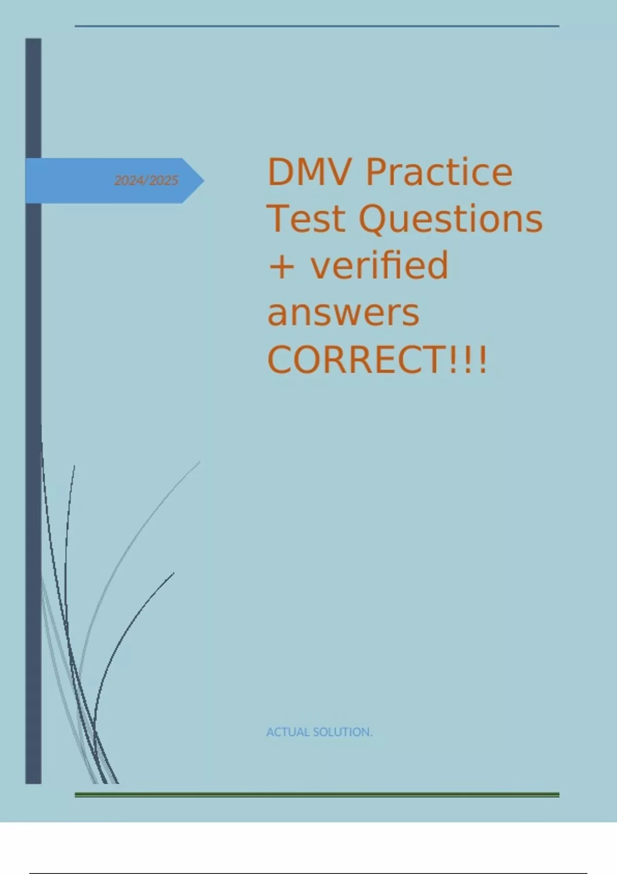 DMV Practice Test Questions + verified answers CORRECT!!! - DMV ...
