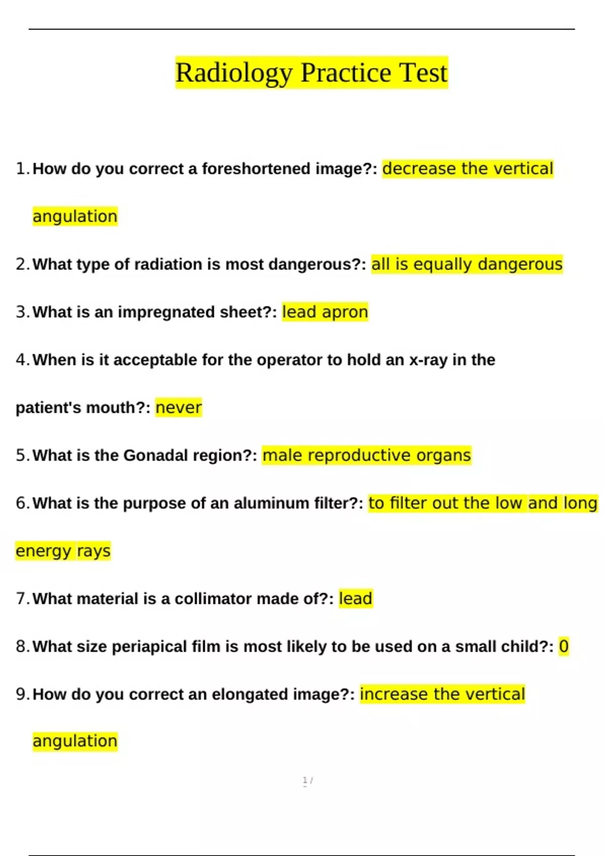 Radiology Practice Test 2024/2025 | Questions and Verified Answers| 100 ...