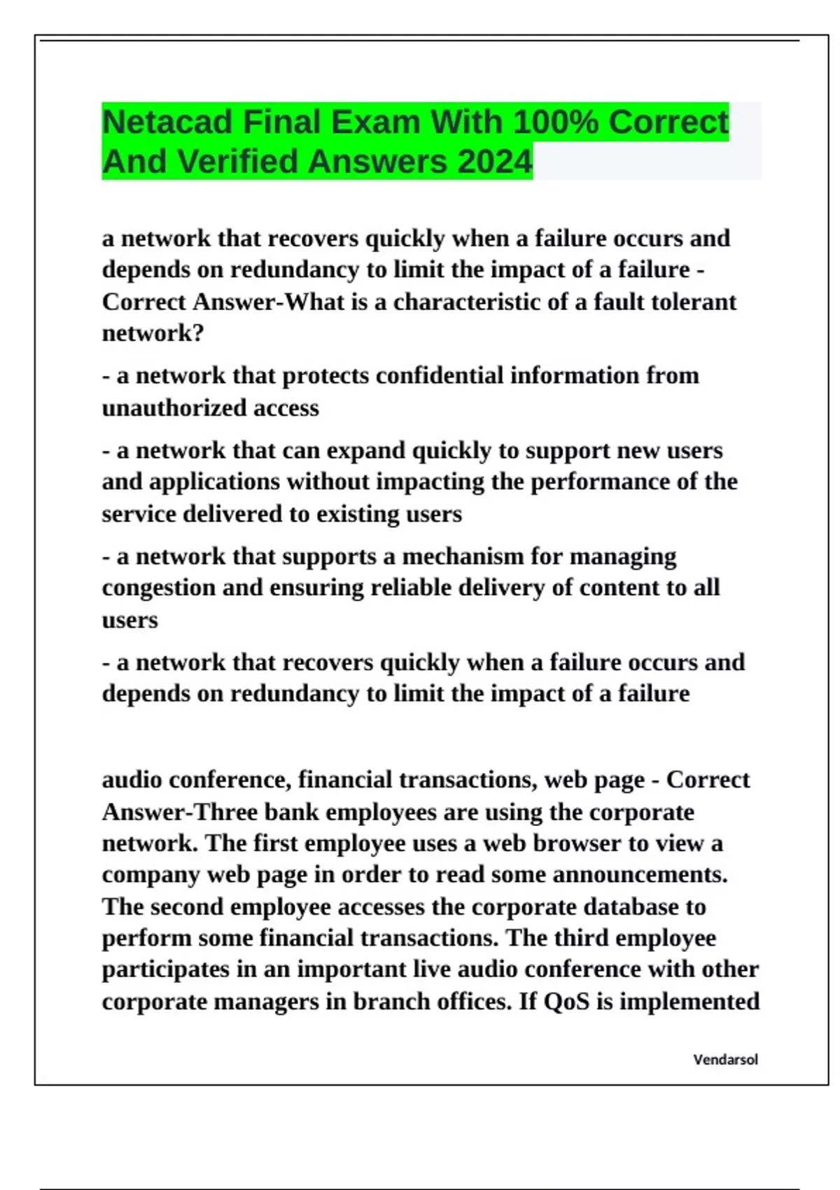 Netacad Final Exam With 100% Correct And Verified Answers 2024 - Netacad - Stuvia US