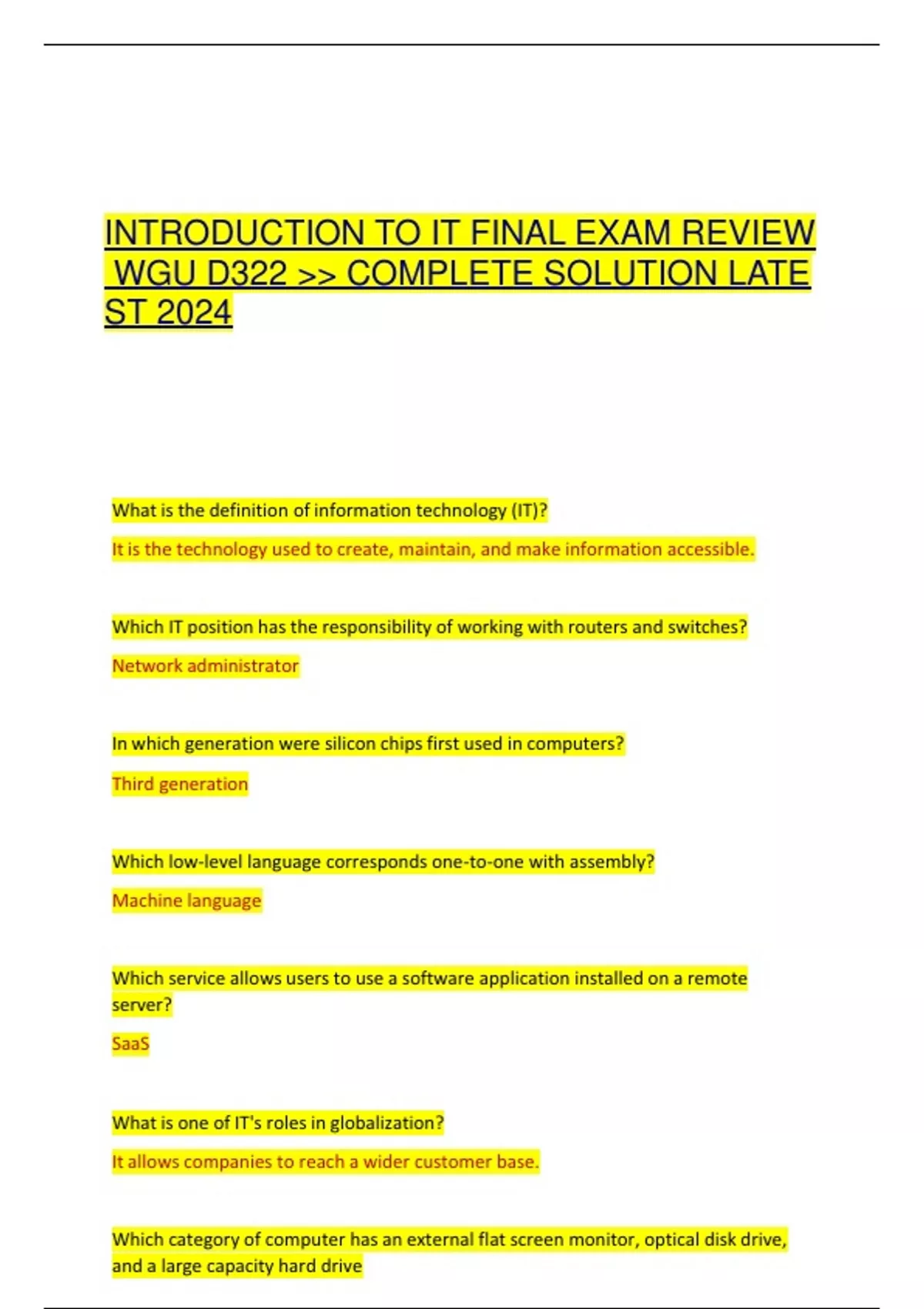 PACKAGE DEAL FOR WGU D322 TEST 2024 QUESTIONS AND ANSWERS - Stuvia US