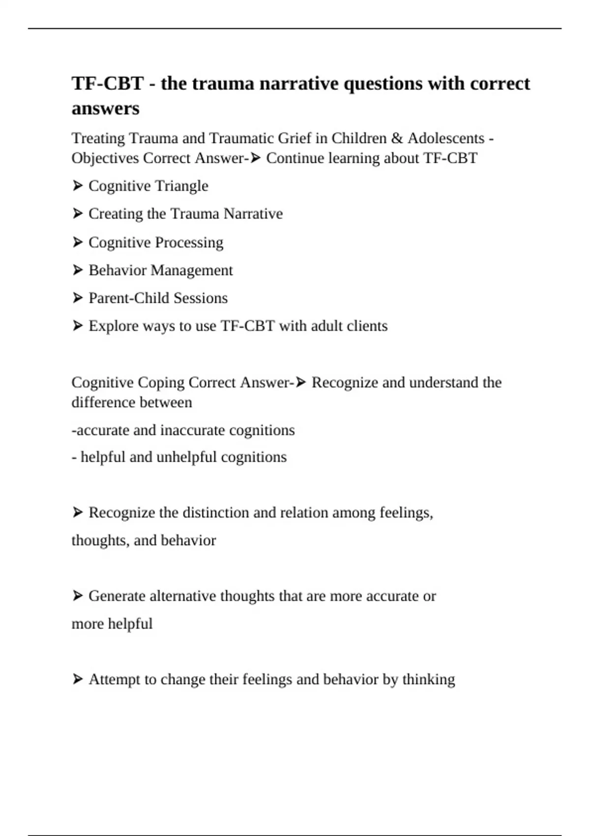 TF-CBT - the trauma narrative questions with correct answers - TF-CBT ...
