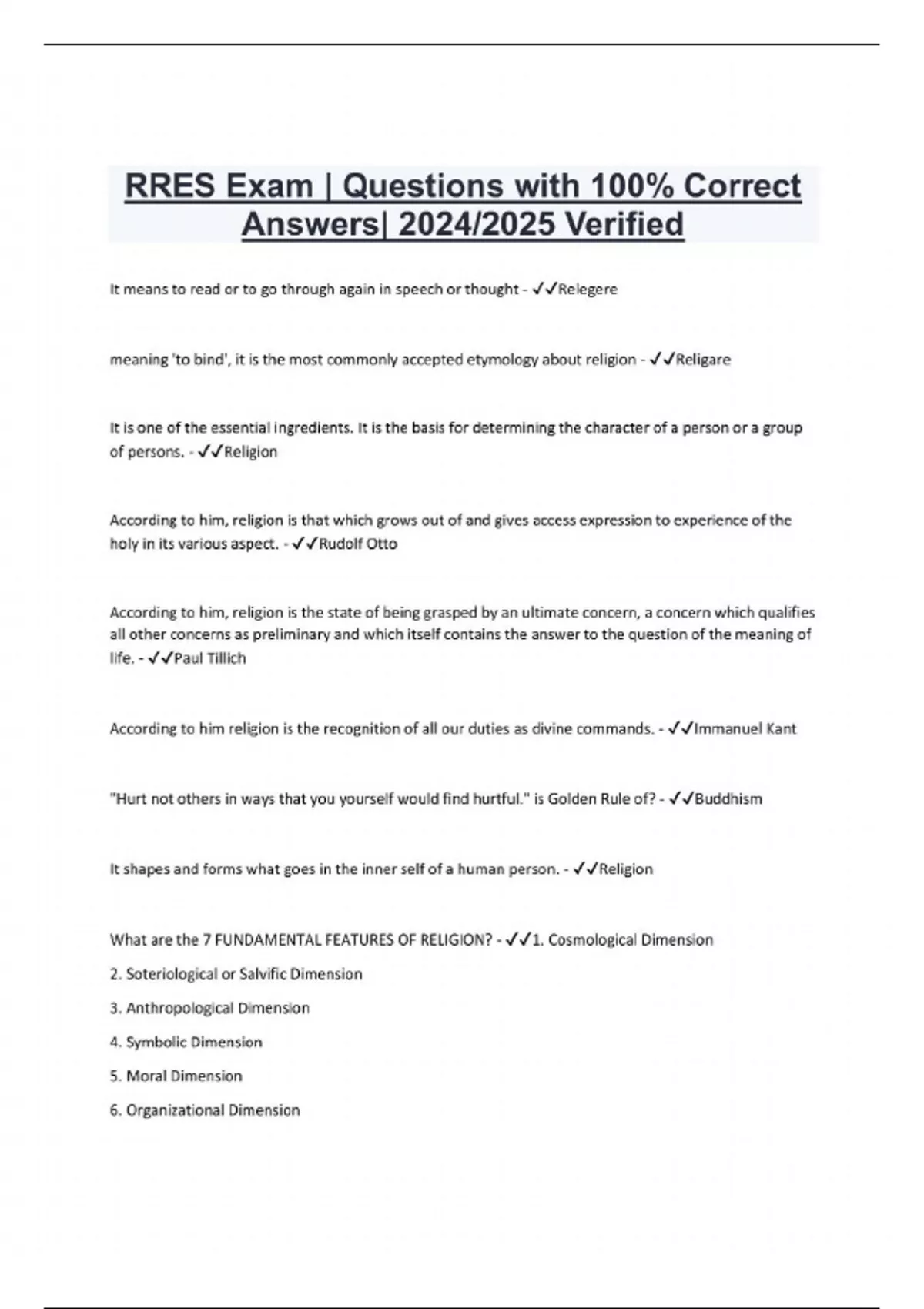 RRES Exam | Questions with 100% Correct Answers| 2024/2025 Verified ...
