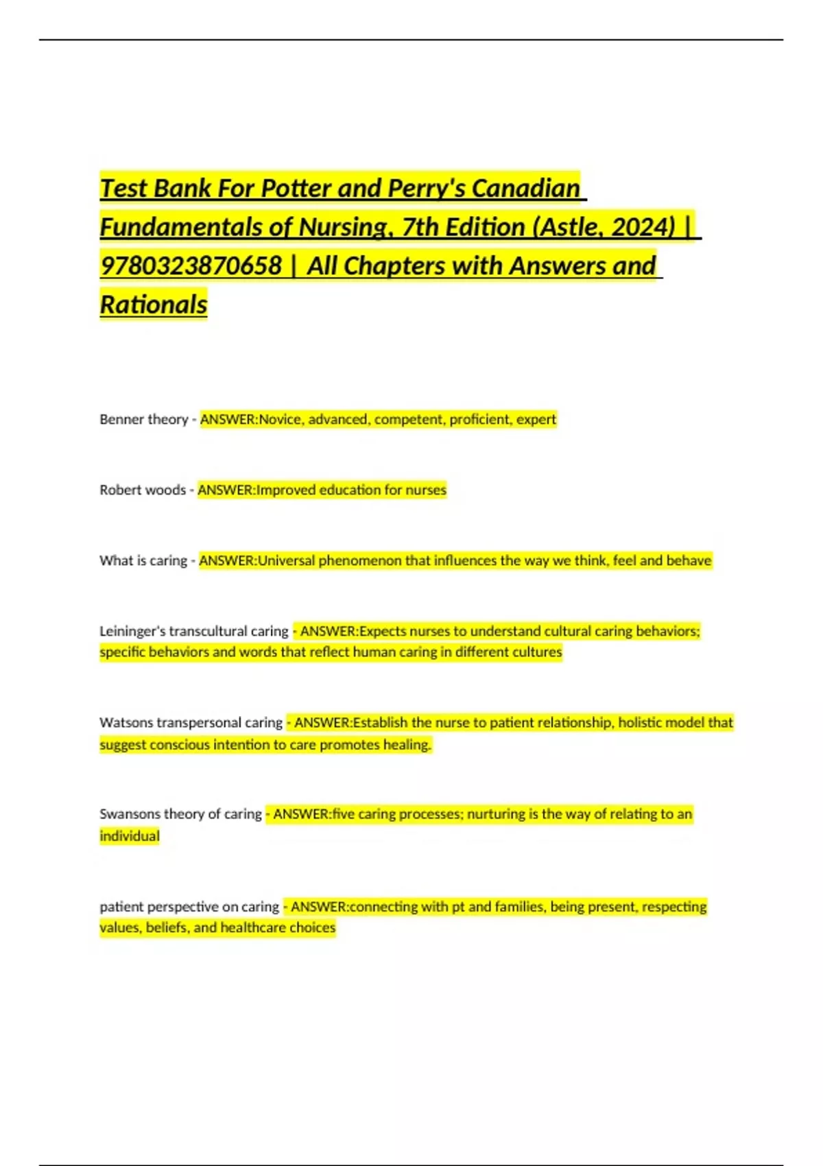 Potter and Perry's Canadian Fundamentals of Nursing, 7th Edition (Astle ...