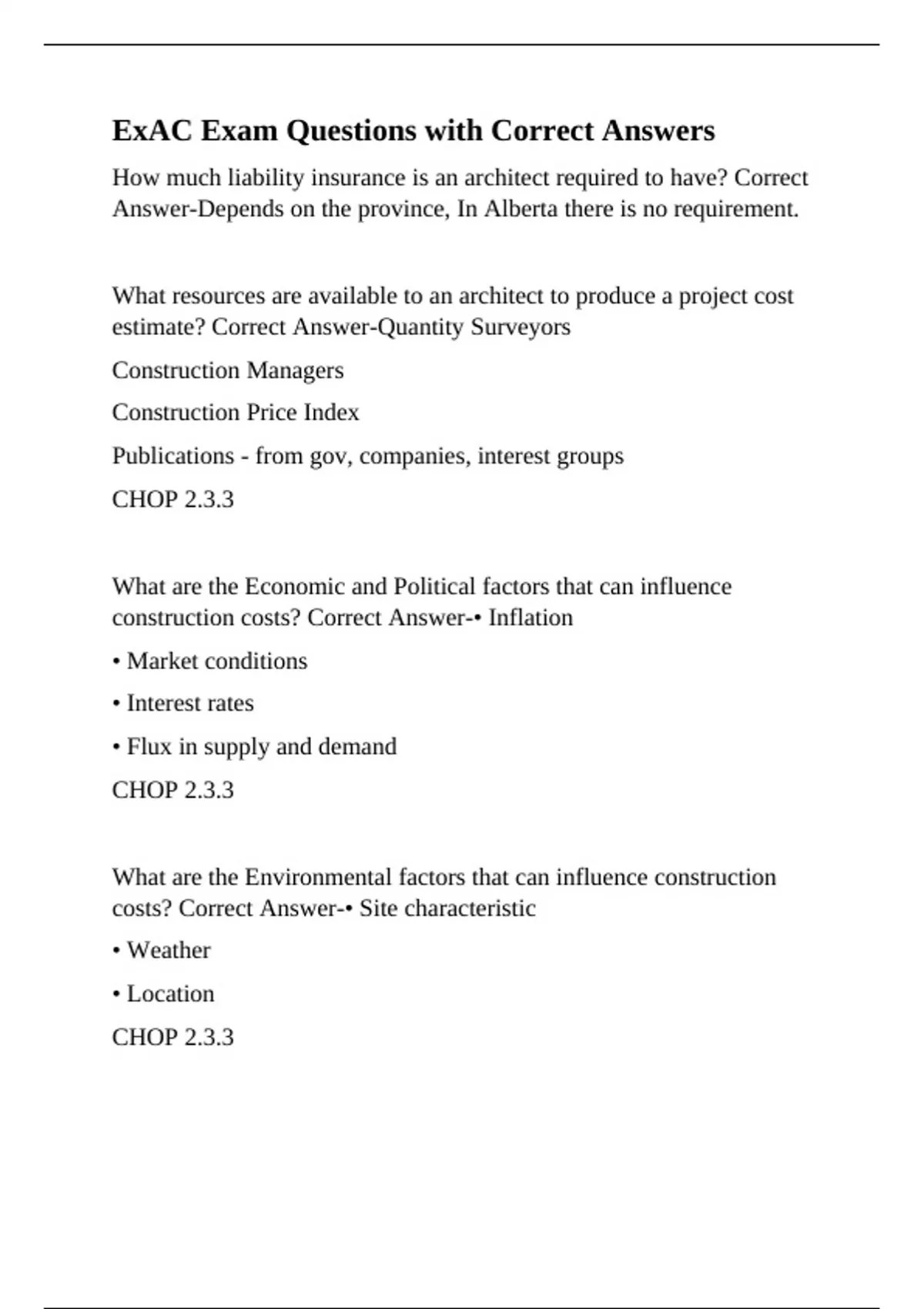 ExAC Exam Questions with Correct Answers - Exac - Stuvia US