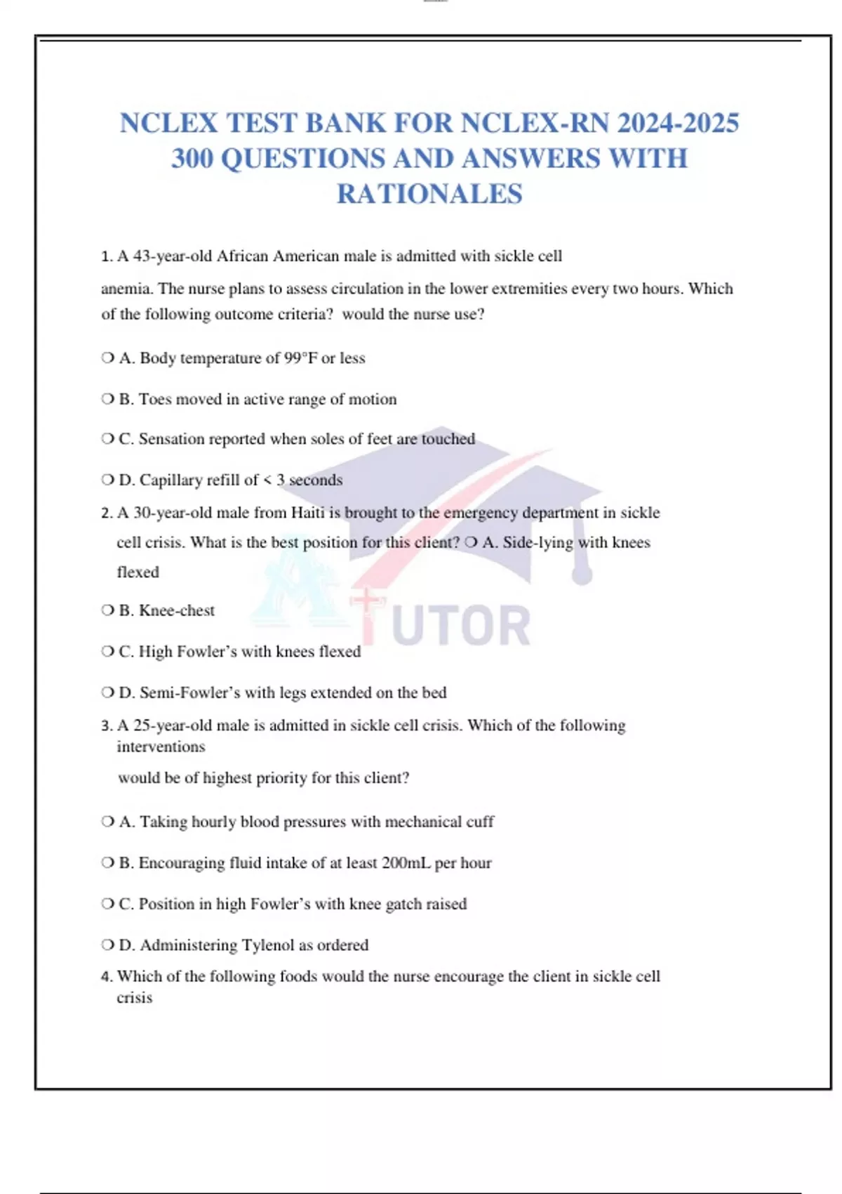 NCLEX TEST BANK FOR NCLEX-RN QUESTIONS AND ANSWERS WITH RATIONALES.pdf ...