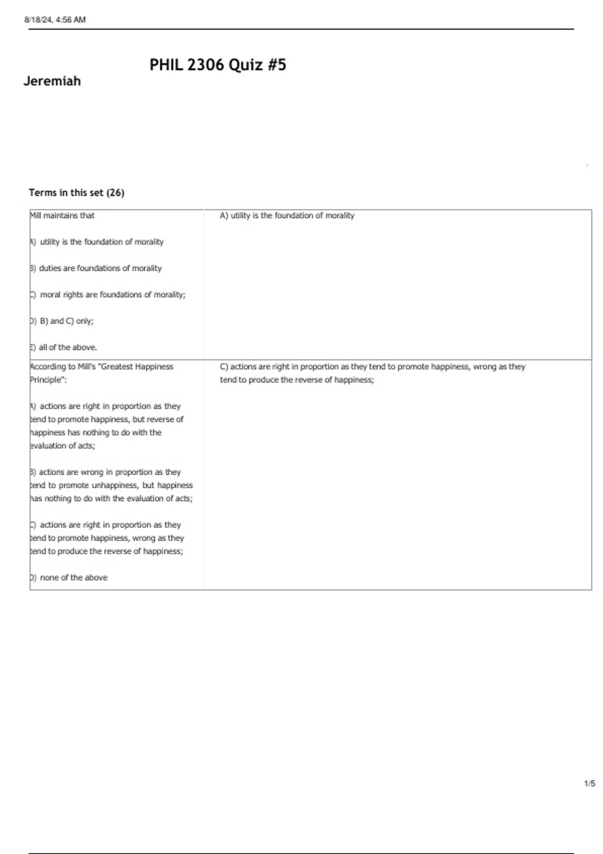 PHIL 2306 Quiz -5 (QUESTIONS & ANSWERS) SOLVED 100- CORRECT_.pdf - EFO ...