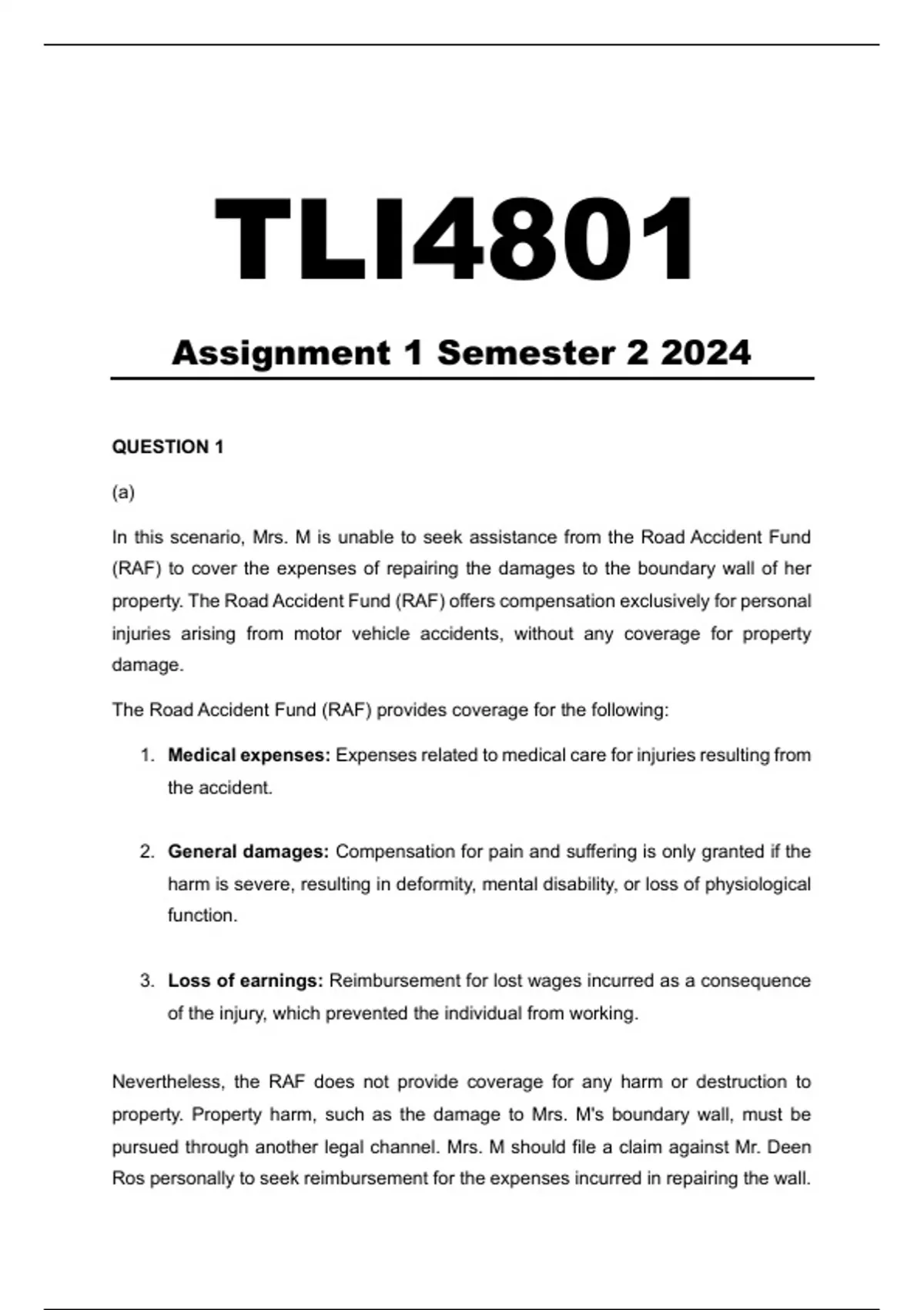 TLI4801 Assignment 1 Solutions Semester 2 2024 - TLI4801 - Stuvia SA