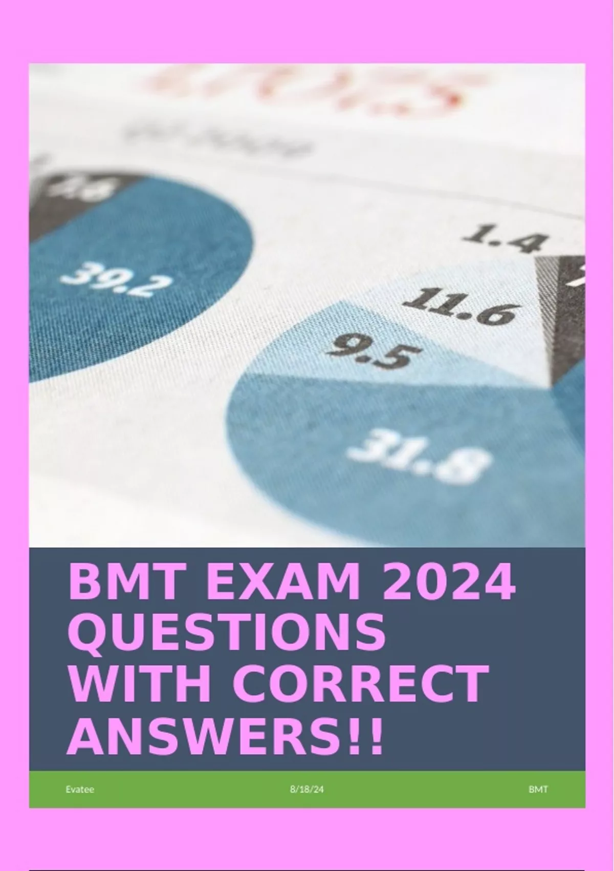 BMT EXAM 2024 QUESTIONS WITH CORRECT ANSWERS!! - BMT - Stuvia US