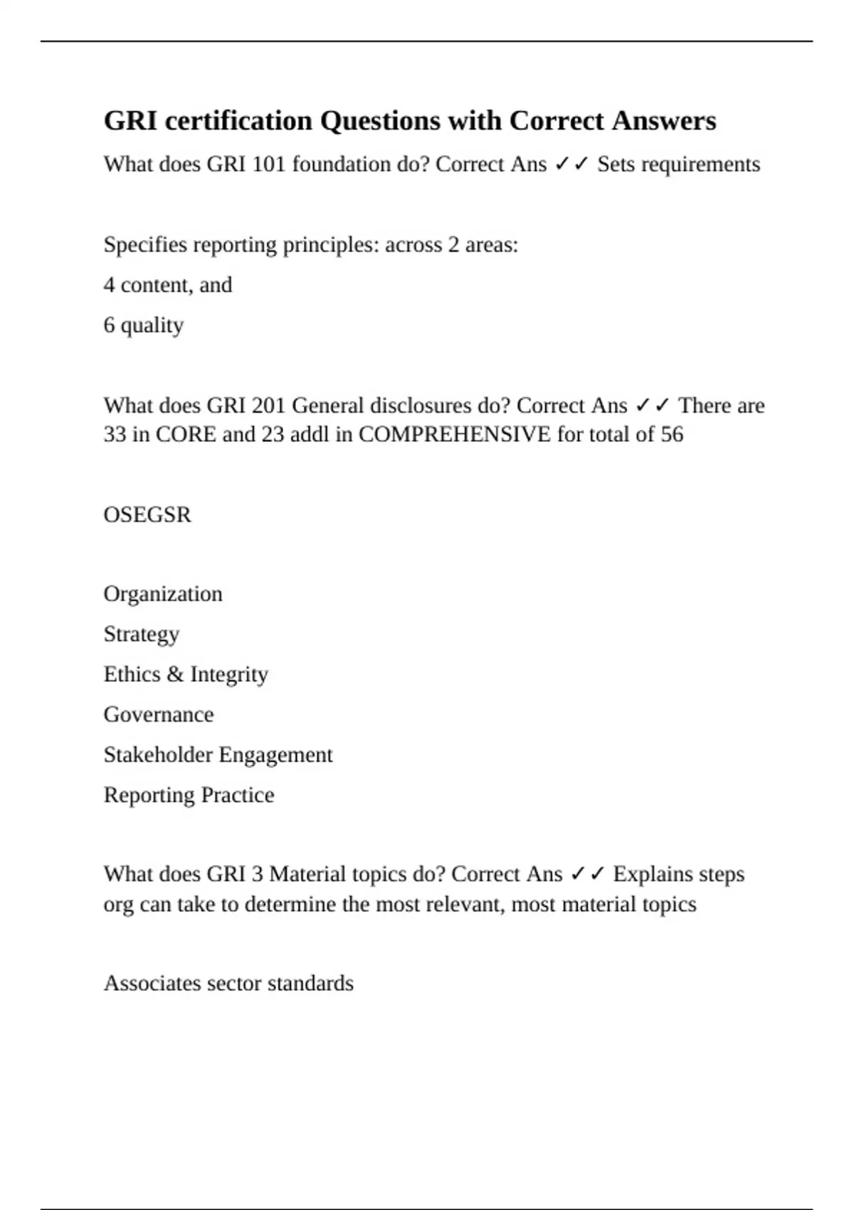 GRI certification Questions with Correct Answer1 - GRI - Stuvia US