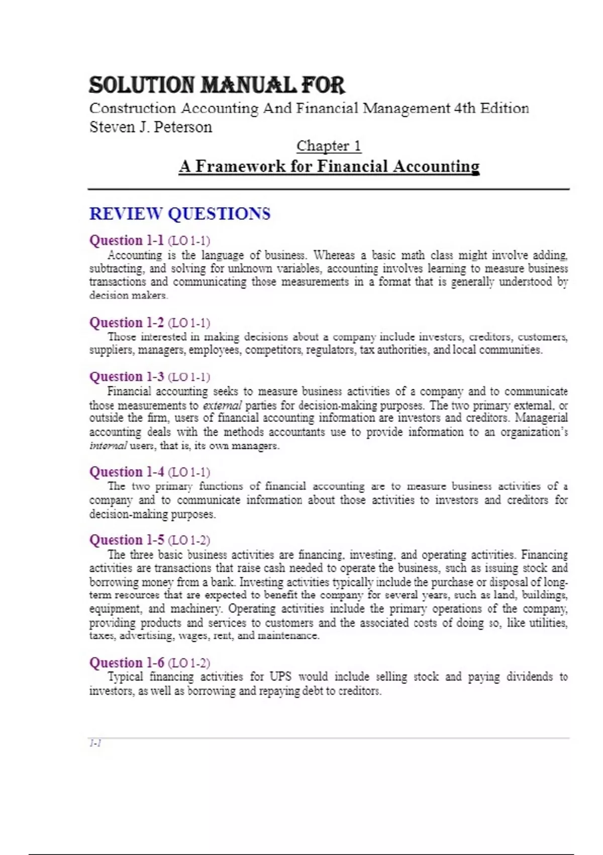 Solution Manual for Construction Accounting And Financial Management ...