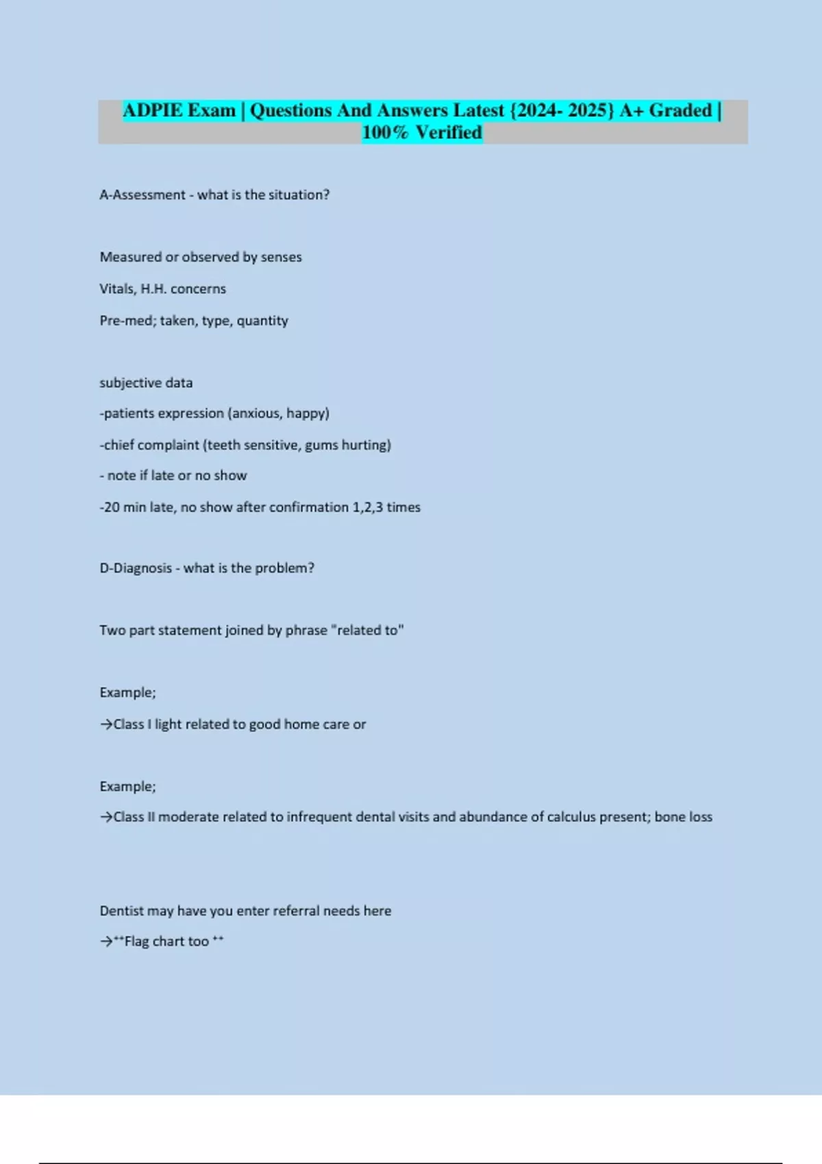 ADPIE Exam | Questions And Answers Latest {} A+ Graded | 100% Verified ...